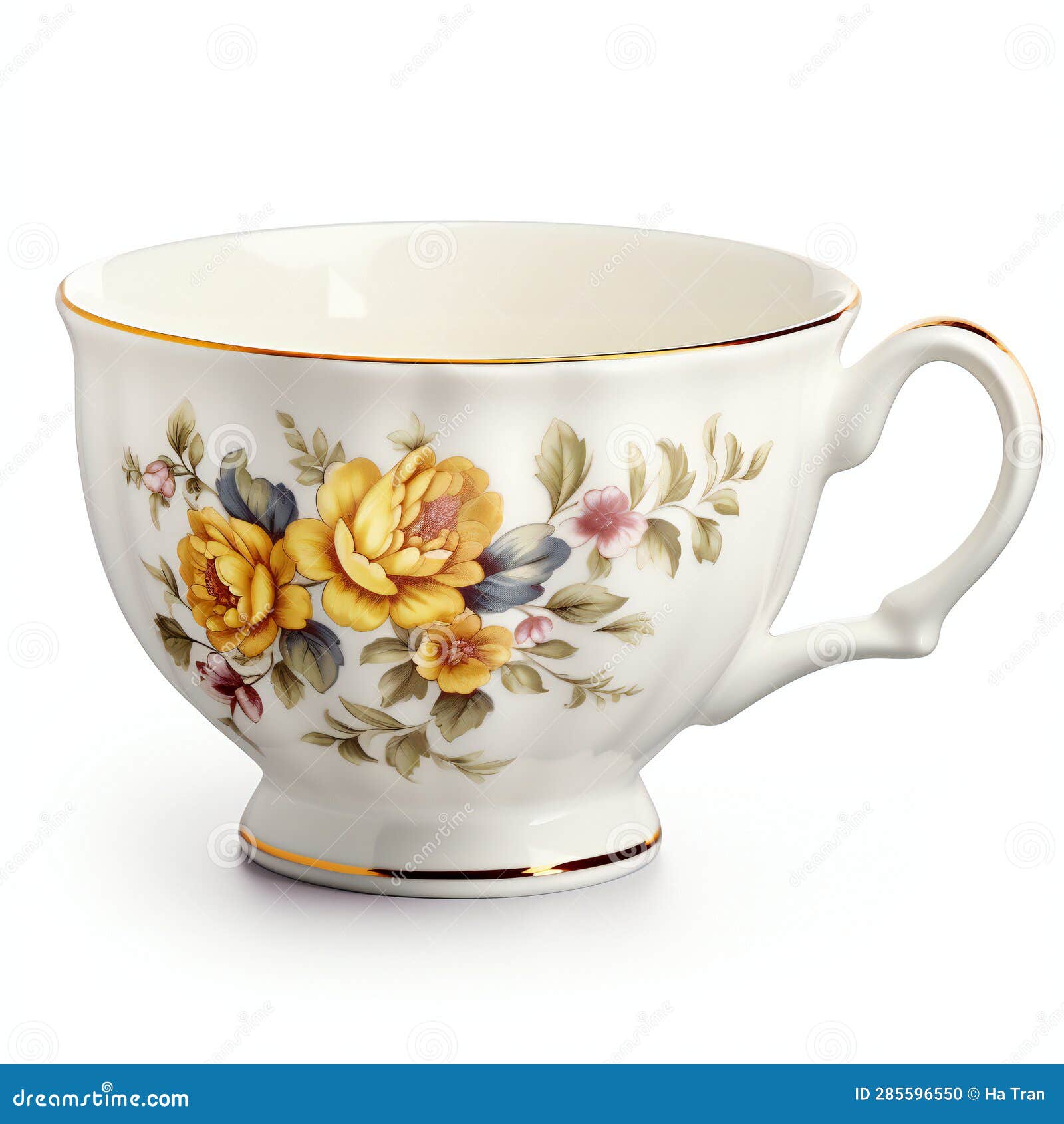 Ceramic Cup with Floral Pattern Isolated on a White Background Stock ...