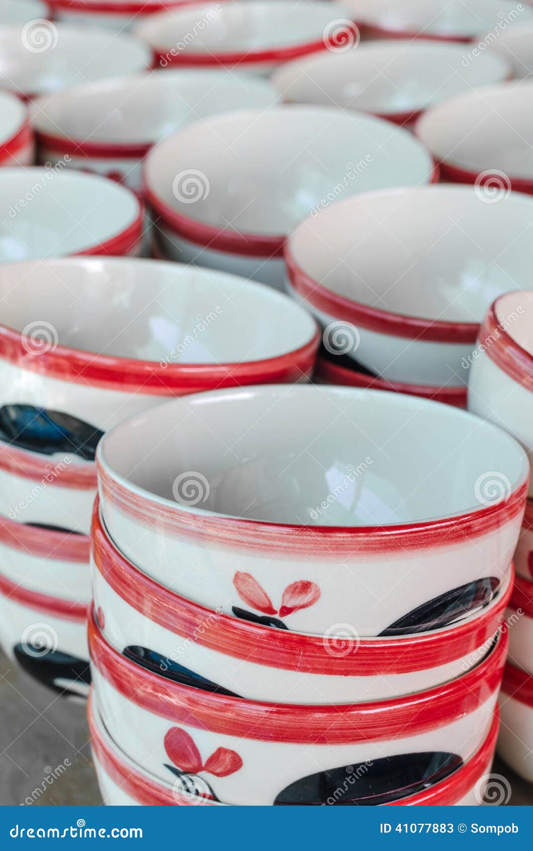 Ceramic Cup, Many White Different Plates Stacked Together. Stock Image ...