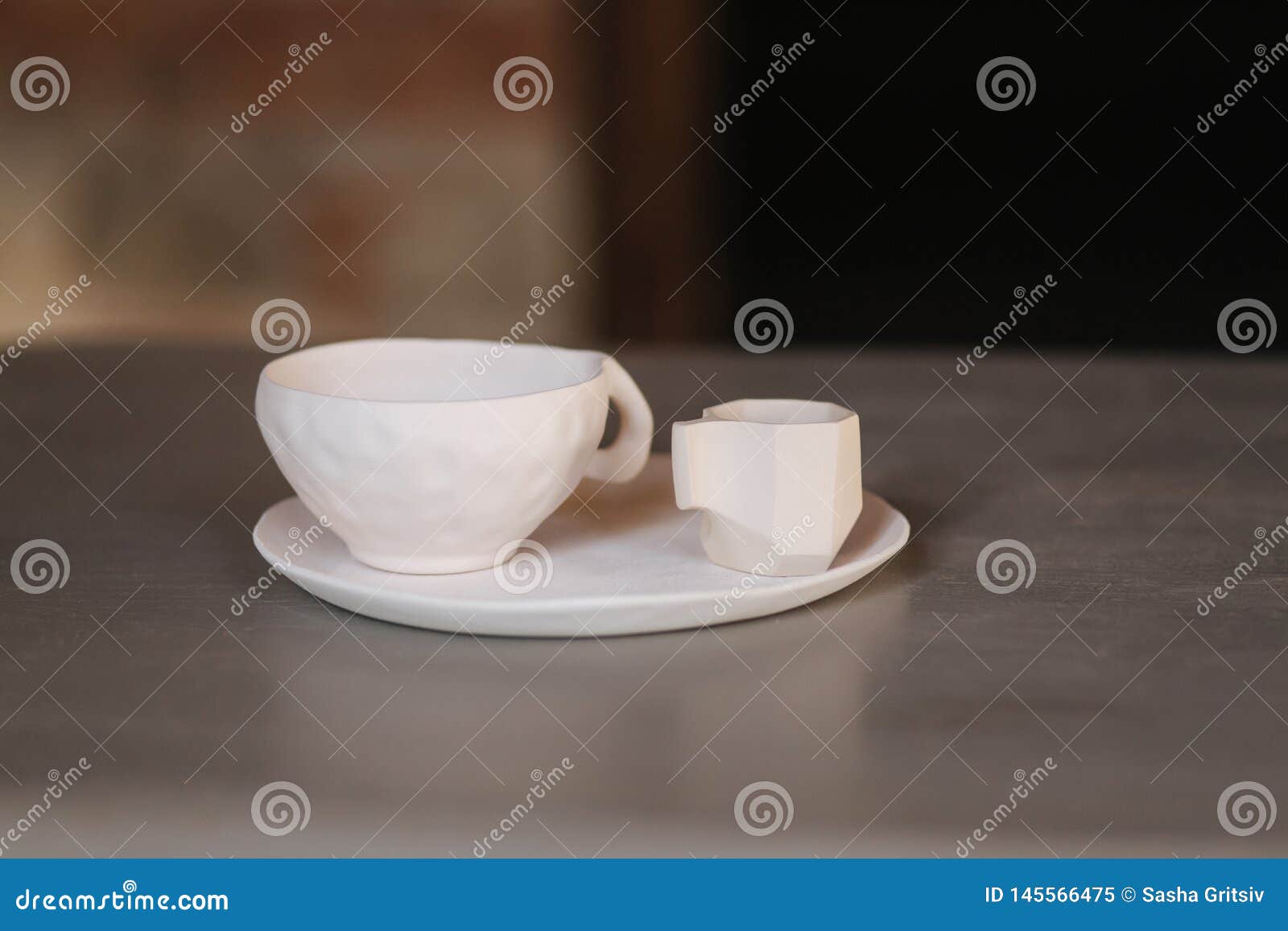 Ceramic Cup for Tea Coffee and Plate on the Table Stock Image - Image ...