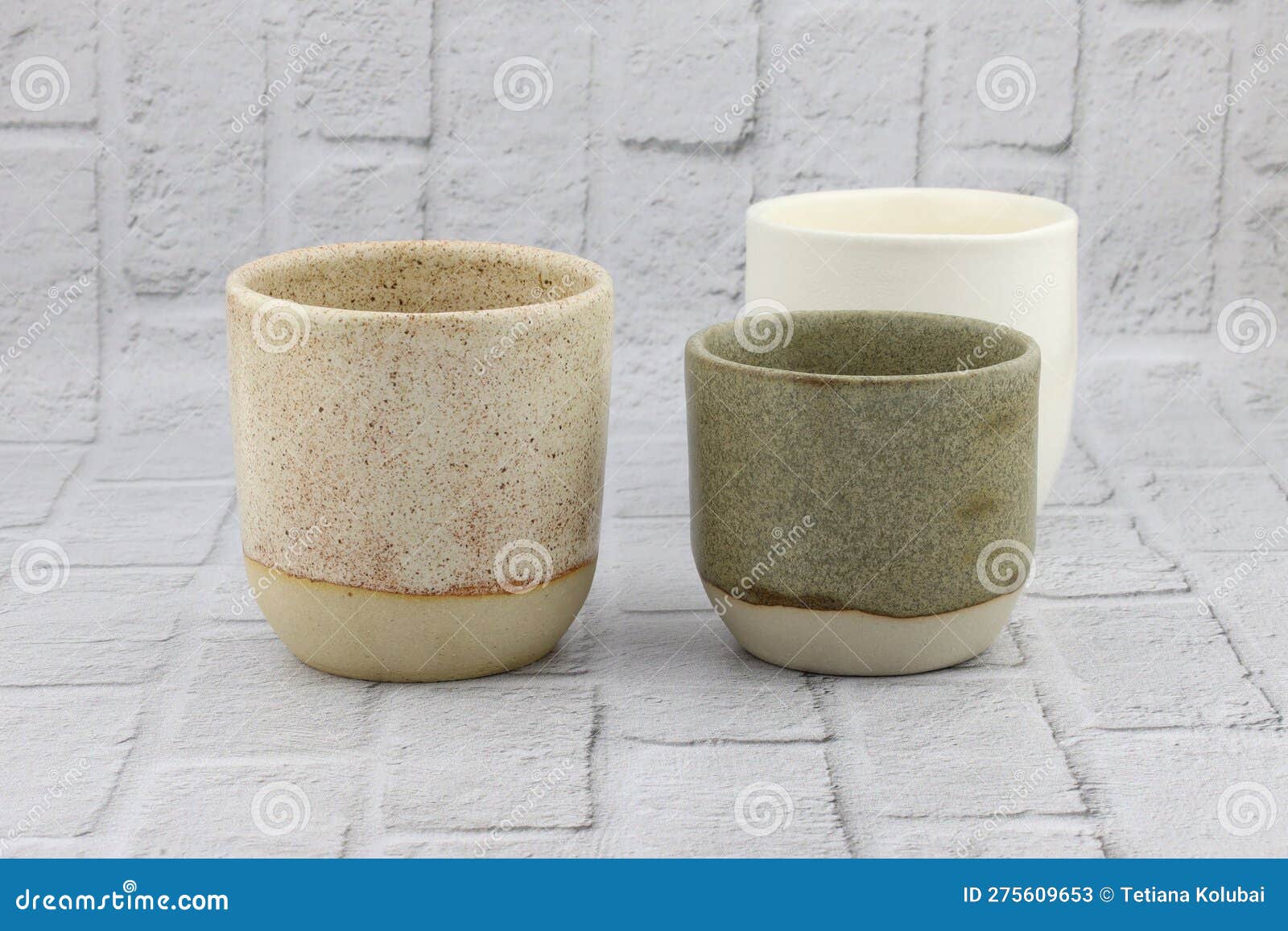 Ceramic Cups in Different Sizes and Colors. Stock Image - Image of ...