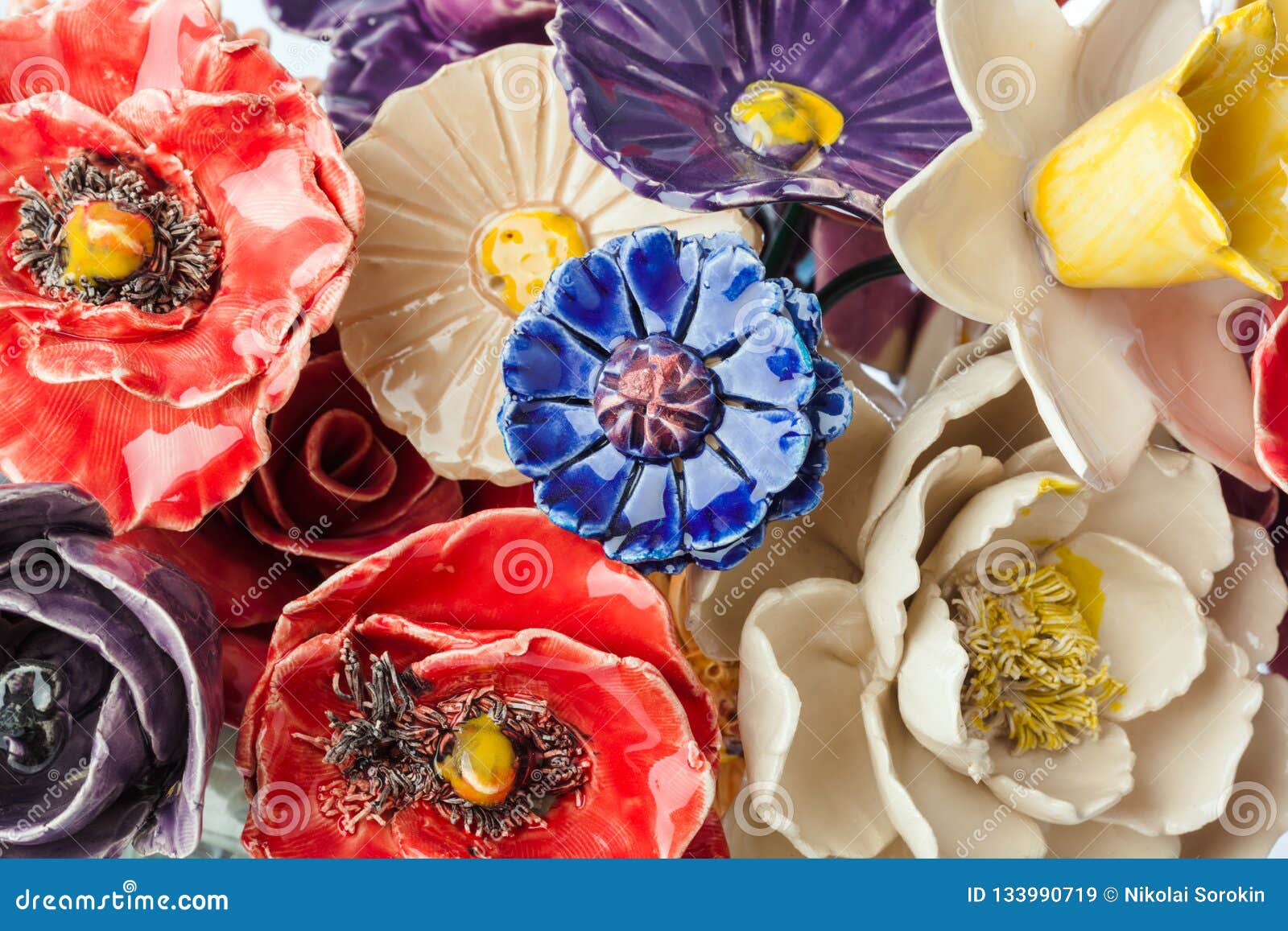Ceramic Decorative Flowers Bouquet - Floral Background Stock Image ...