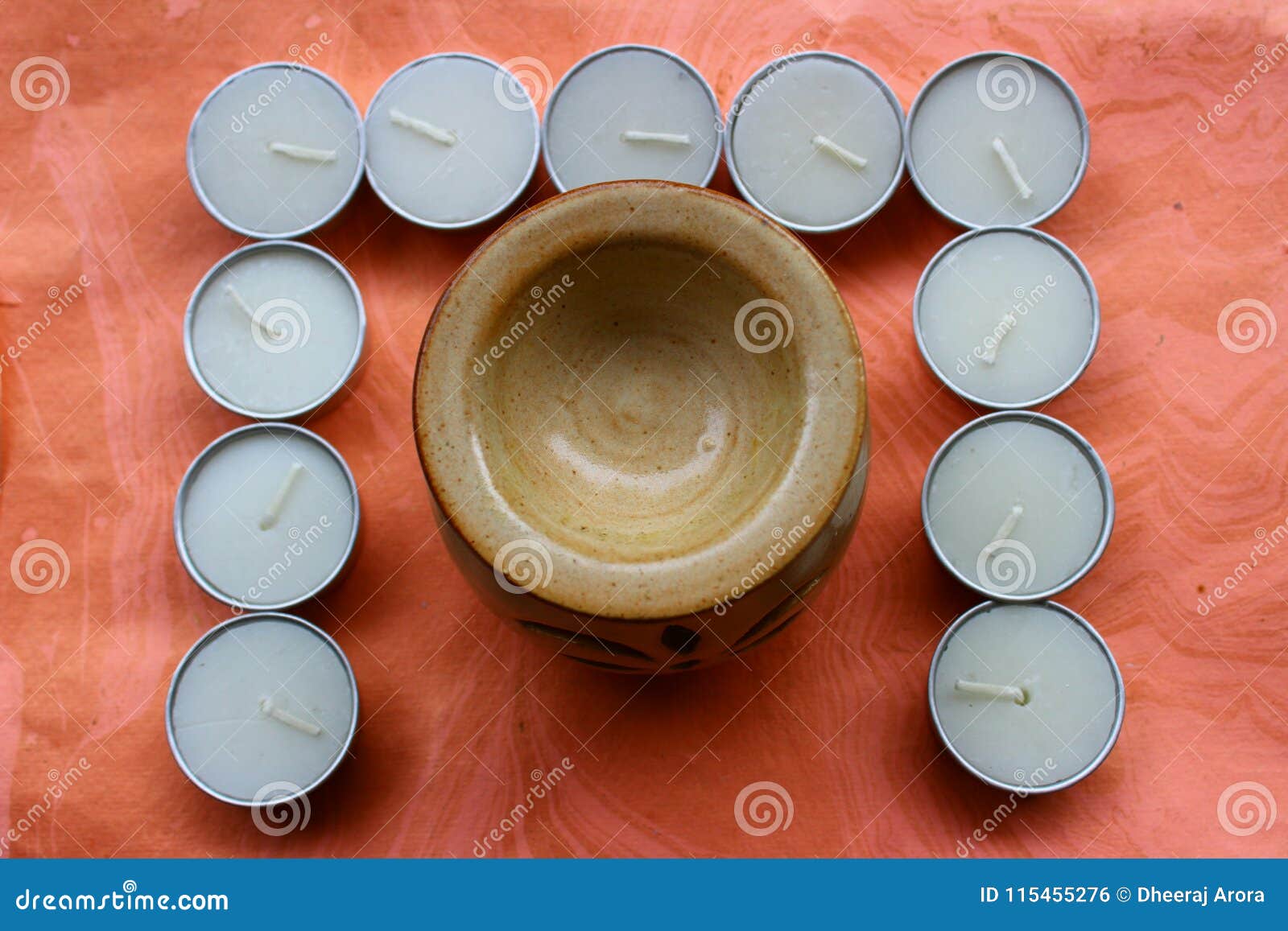 Diffuser Lying between Tea Light Candles on Handmade Paper Stock Photo ...