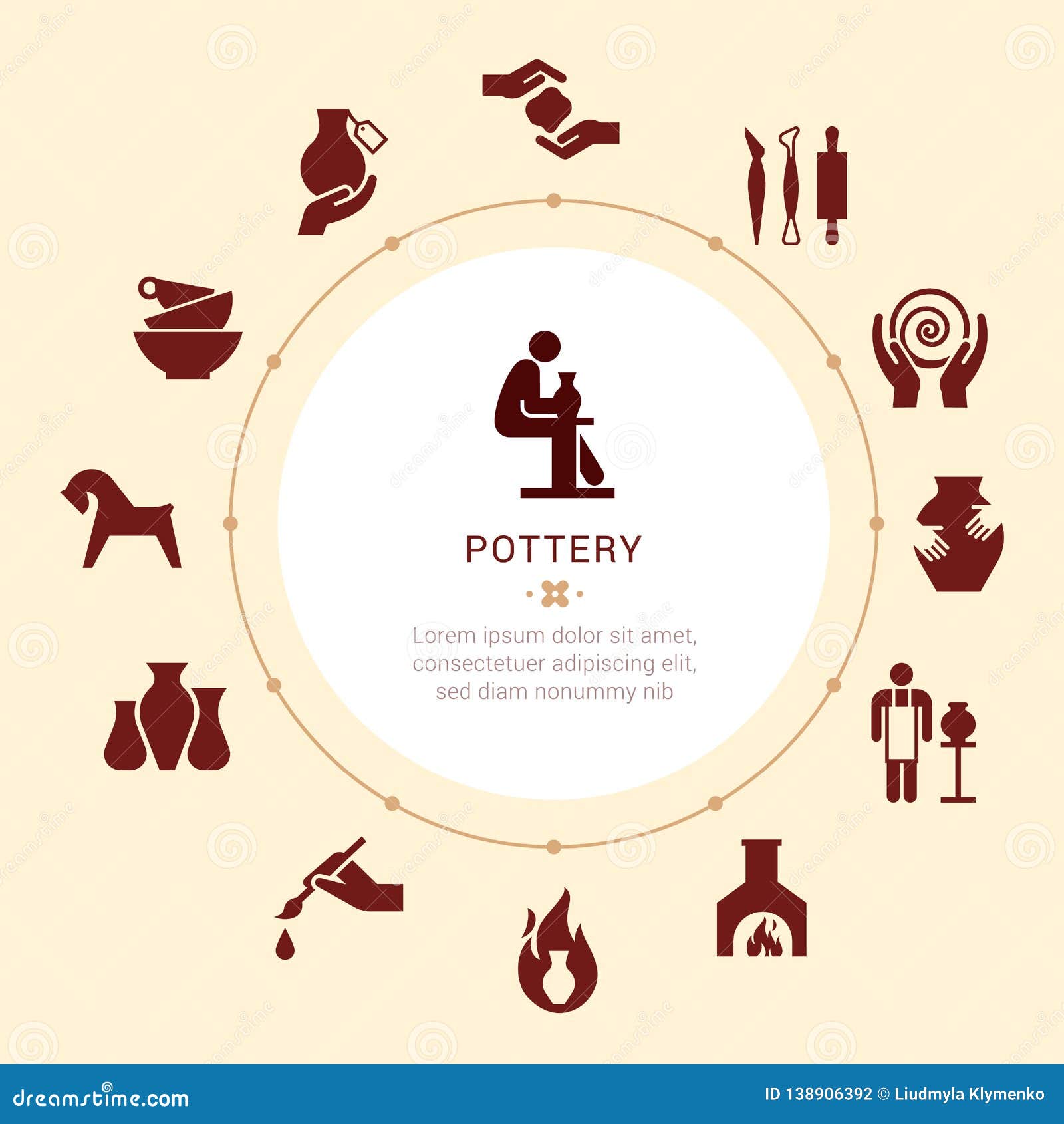 Pottery Isolated Line Icons And Vector Illustration. Ceramic Dishes Set ...