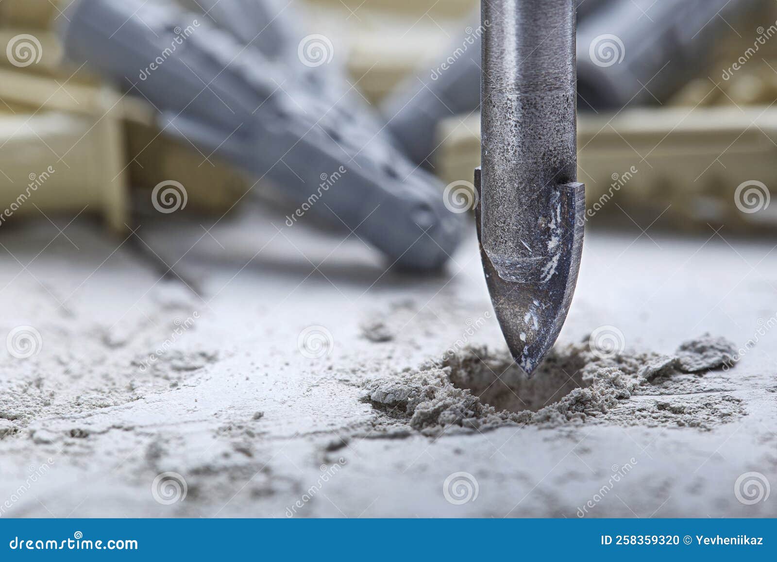 Ceramic Drill Bit Make Holes in Concrete Wall with Industrial Drill ...