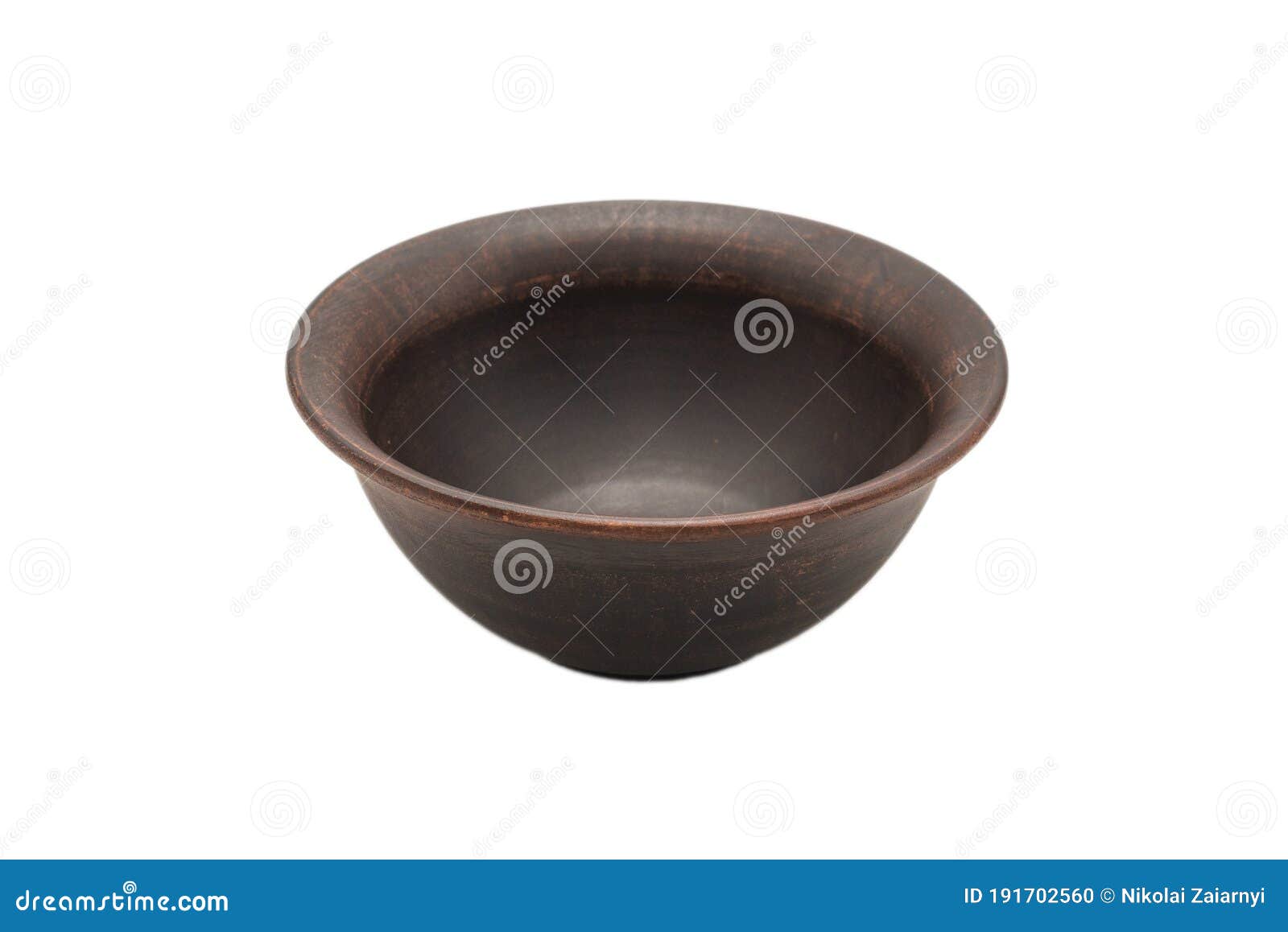 Ceramic Empty Brown Bowl Isolated on White Stock Photo - Image of ...