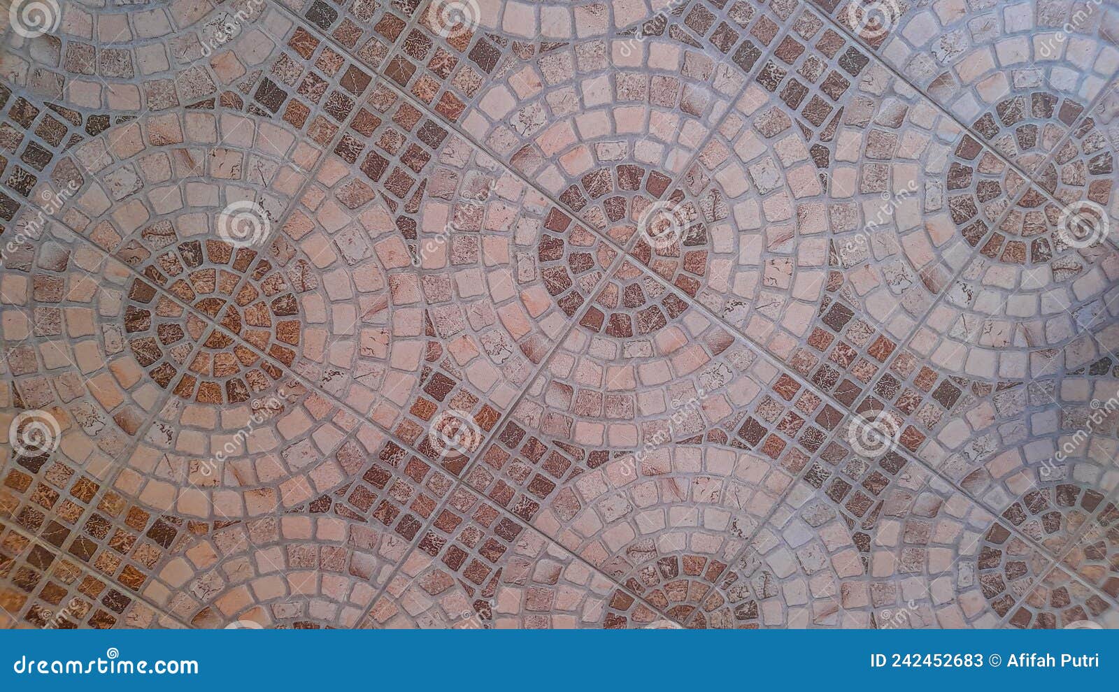 Ceramic Floor Background Texture with a Reddish Brown Circular Mosaic ...