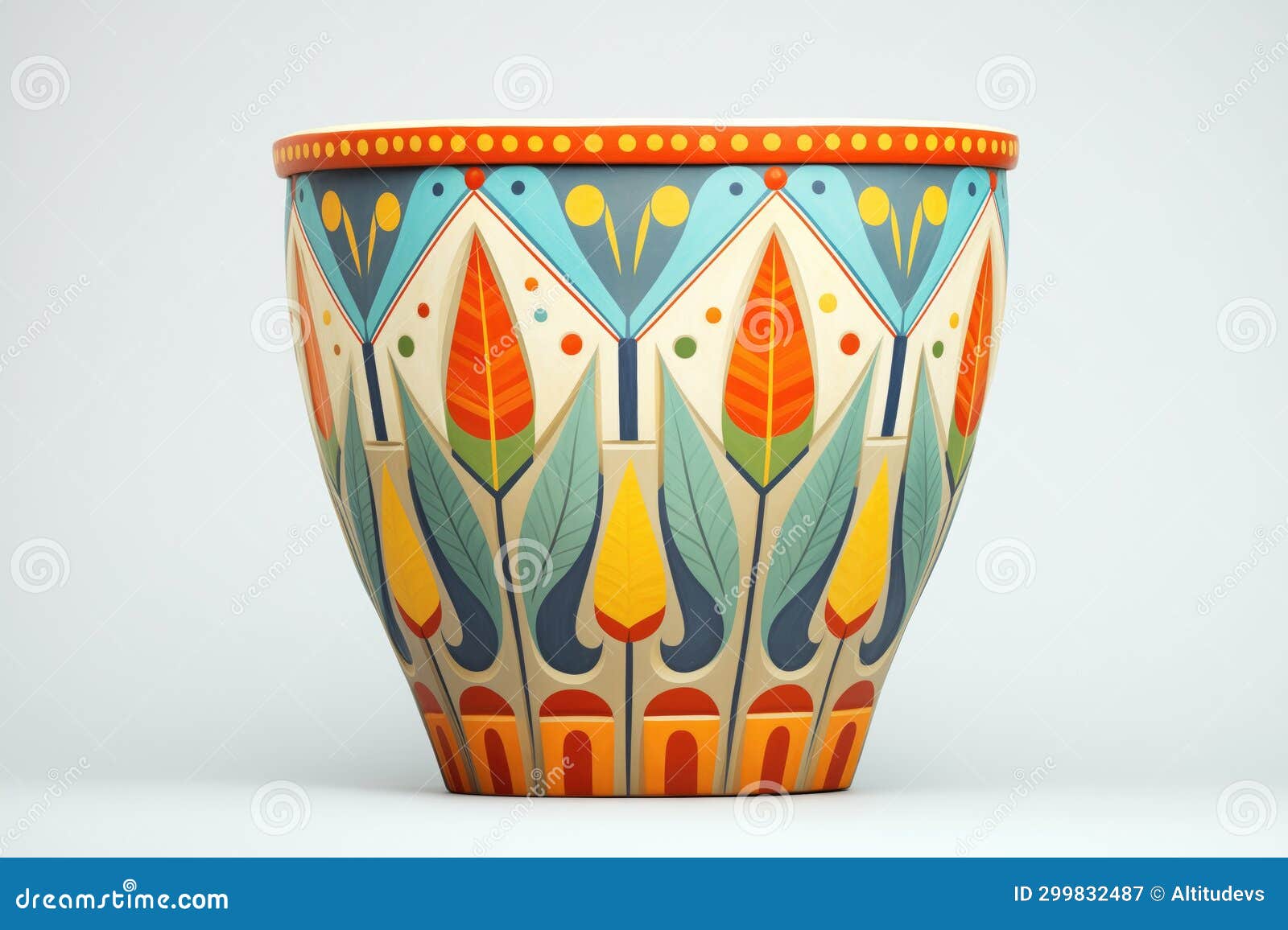 A Ceramic Flower Pot Painted with Geometric Patterns Stock Illustration ...