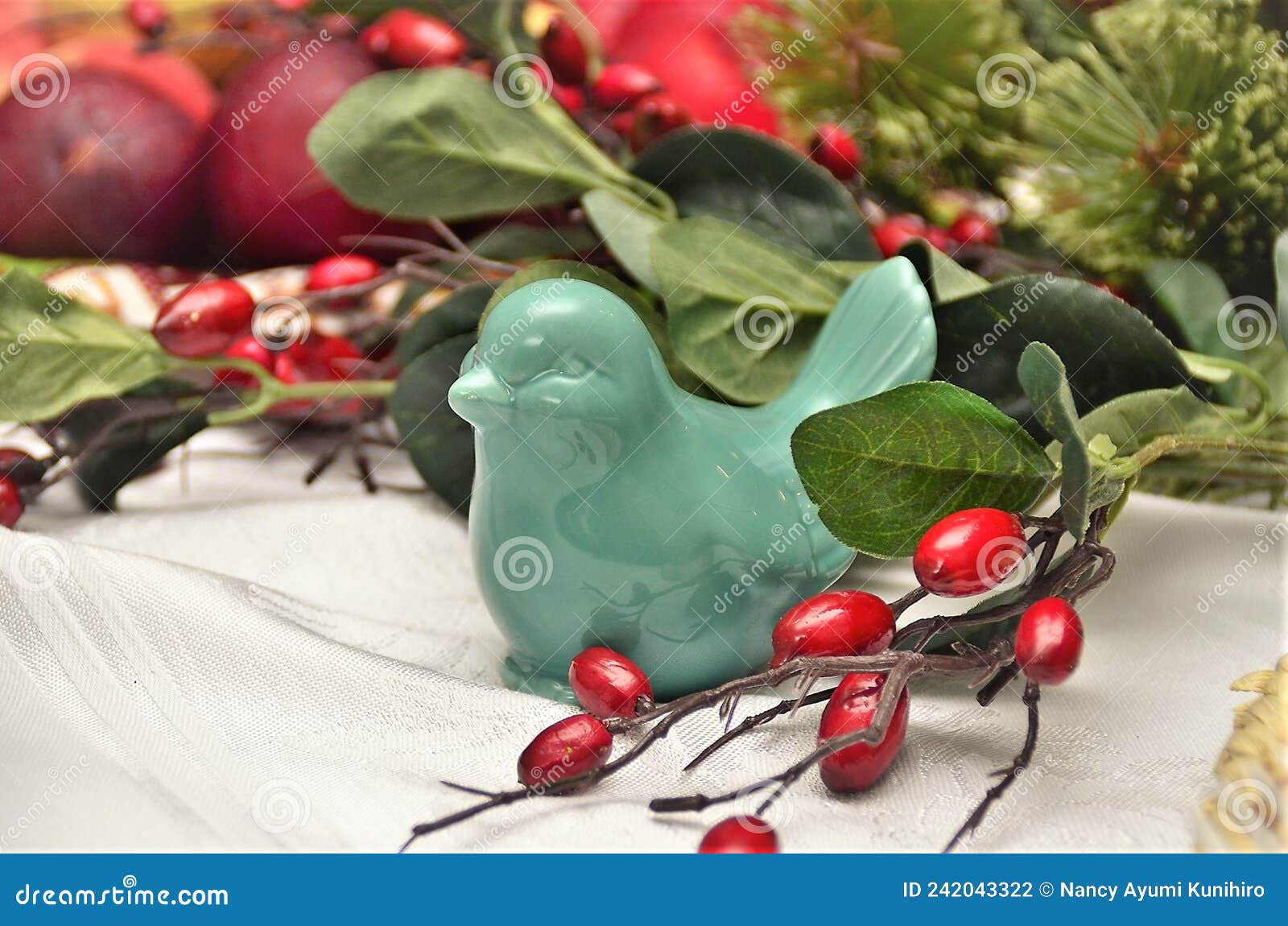 Ceramic Green Dove Decorating the Dining Table Stock Photo - Image of ...
