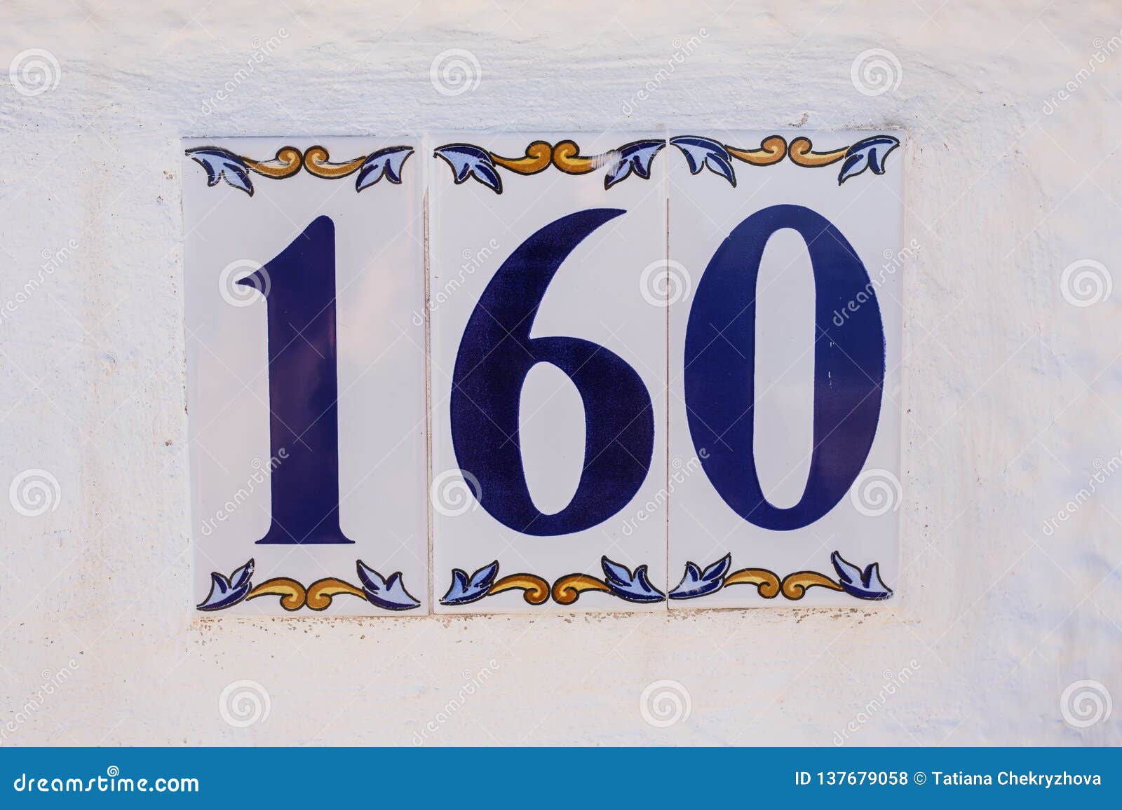 Ceramic House Number One Hundred and Sixty. Stock Photo - Image of ...