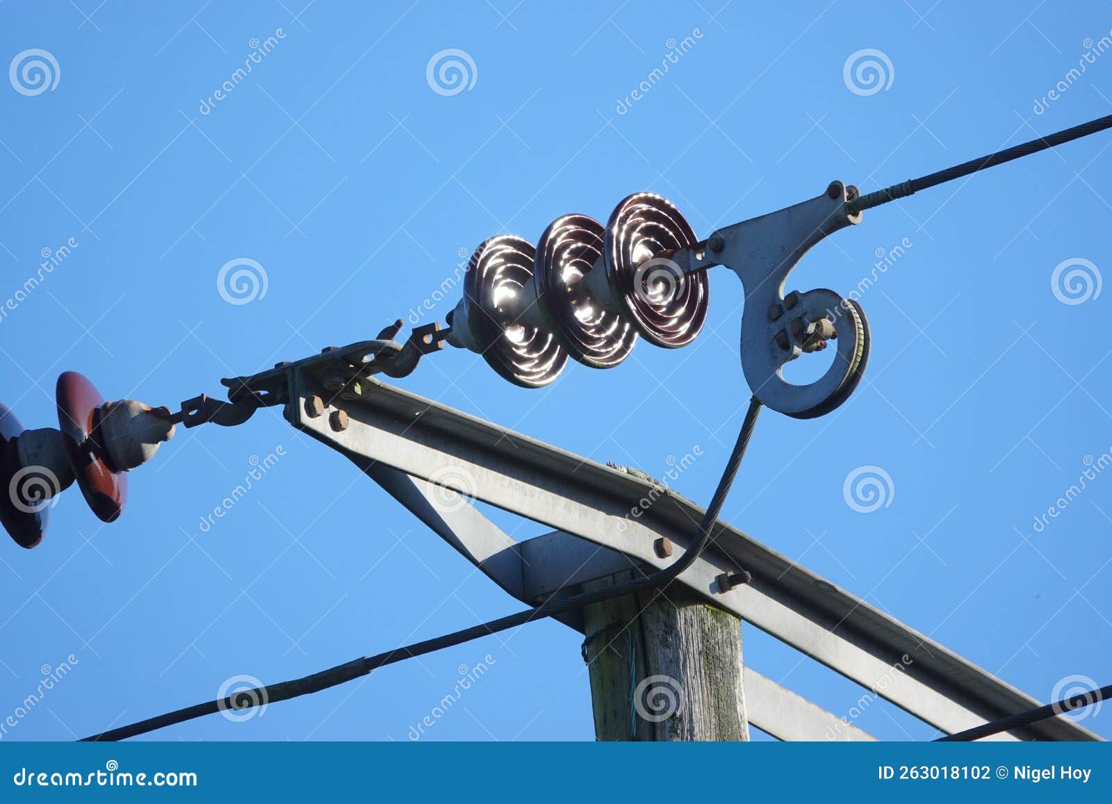 Ceramic Insulators on a Power Line Stock Photo - Image of insulating ...