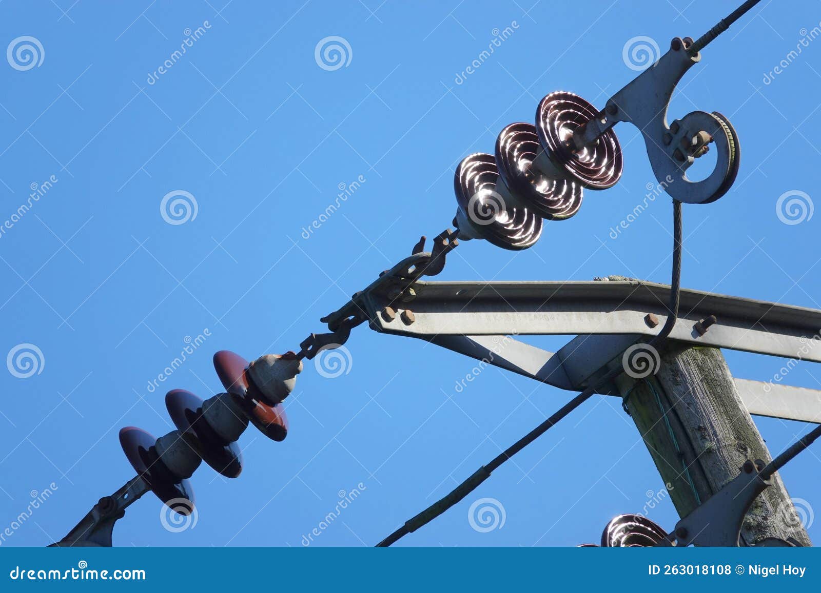 Ceramic Insulators on a Power Line Stock Photo - Image of power, discs ...