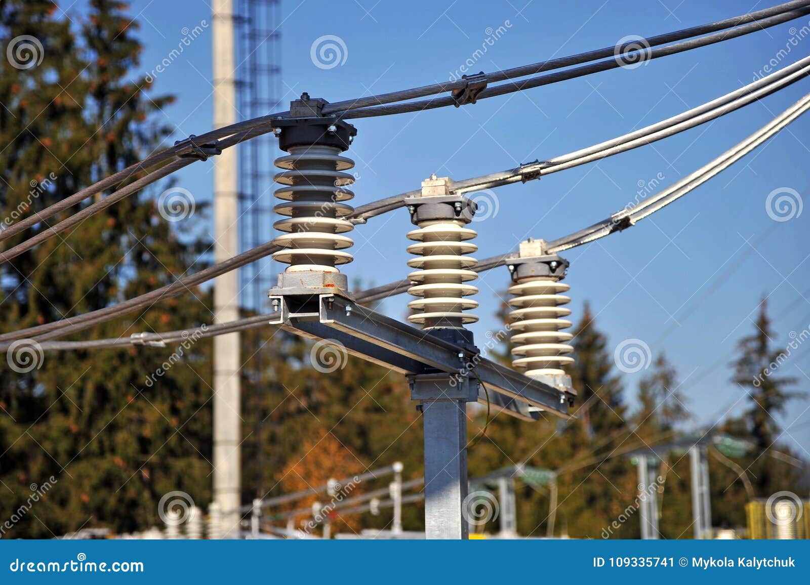 Ceramic Insulators at an Electrical Substation Stock Image - Image of ...