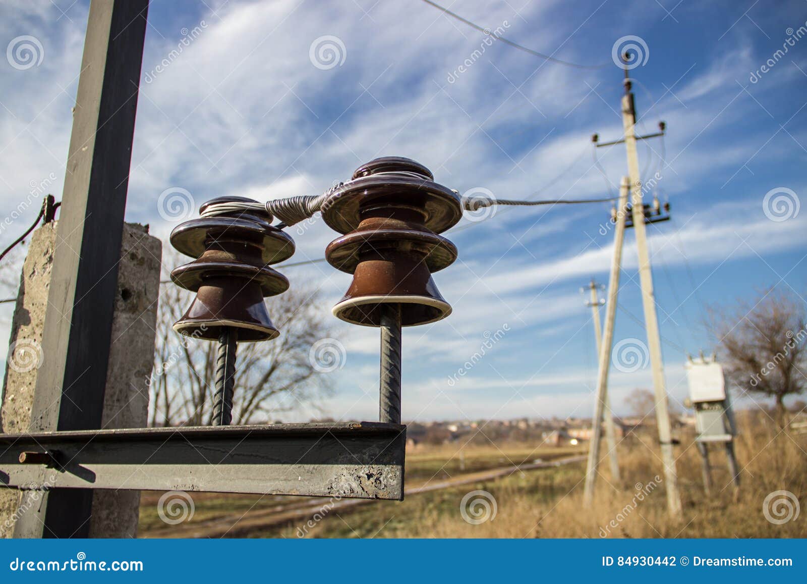 Ceramic Insulators, Electrical Wires. Stock Photo - Image of closeup ...