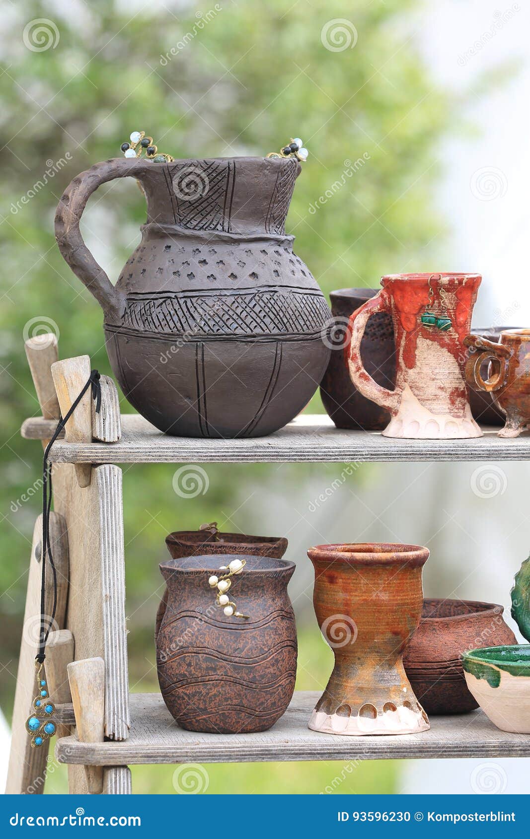 Ceramic jugs and cups stock photo. Image of handmade - 93596230