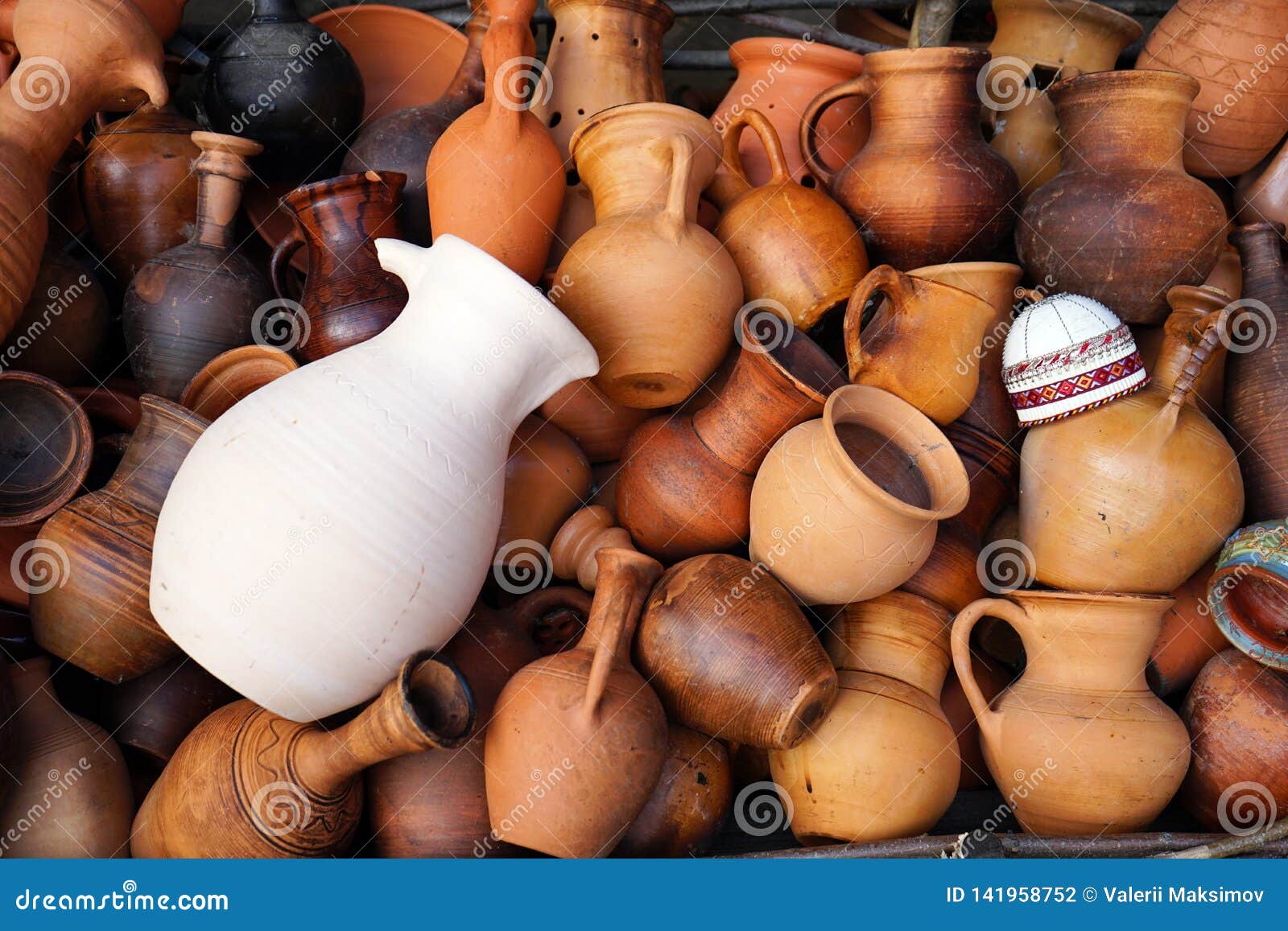 Ceramic Jugs, Vases, Mugs, Different Shapes and Sizes Stock Photo ...