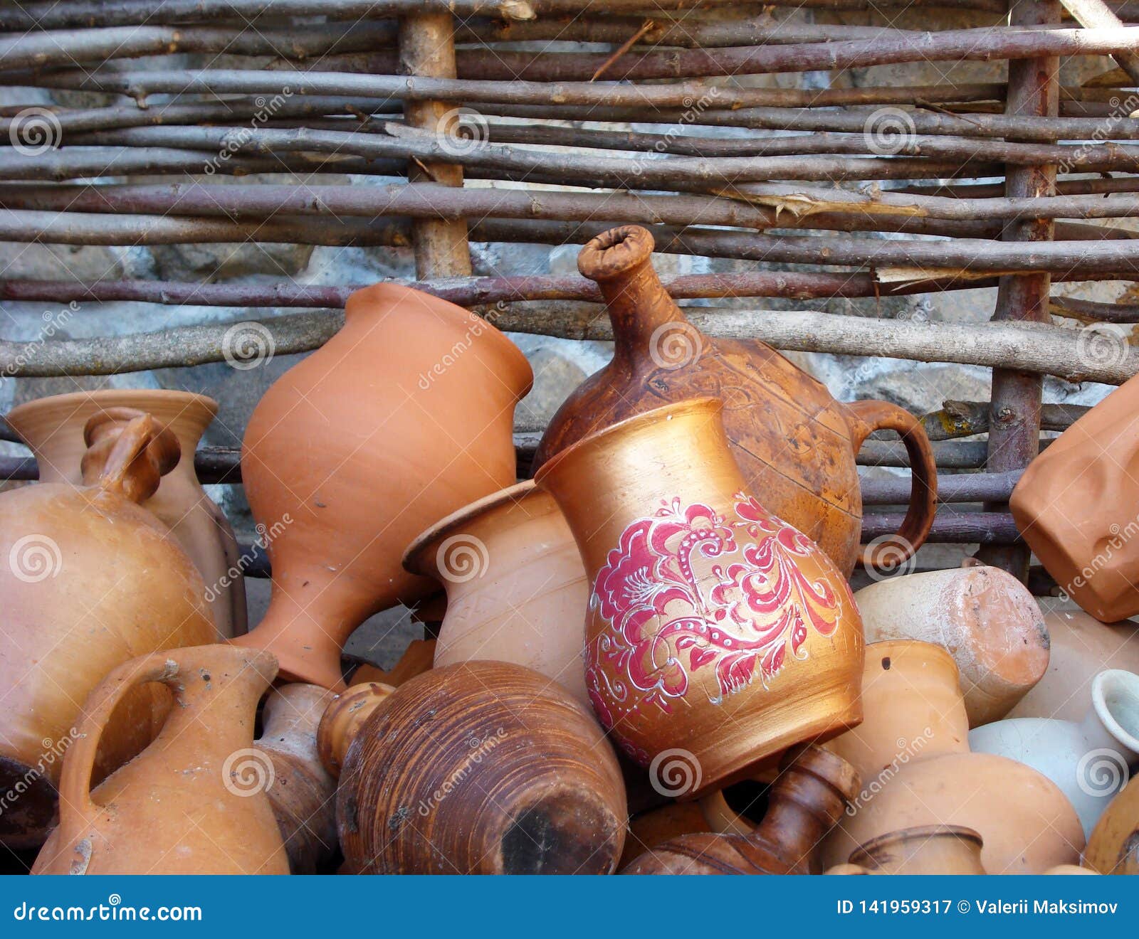 Ceramic Jugs, Vases, Mugs, Different Shapes and Sizes Stock Image ...