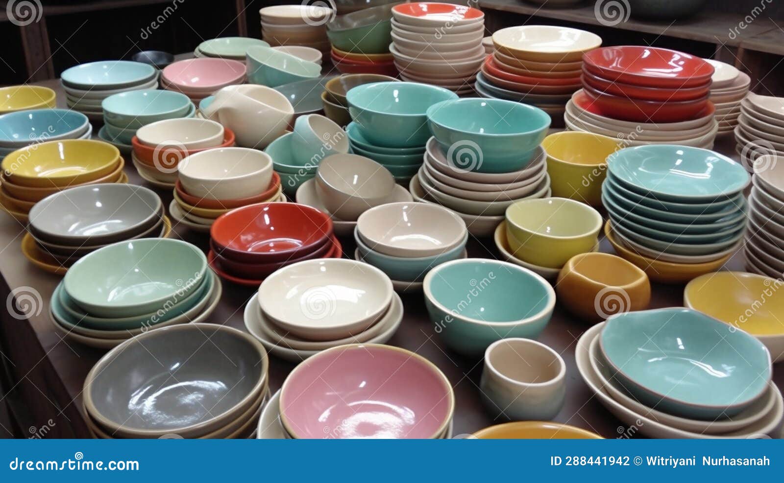 Ceramic Kitchen Cups and Plates and Bowls. Generative AI Stock ...
