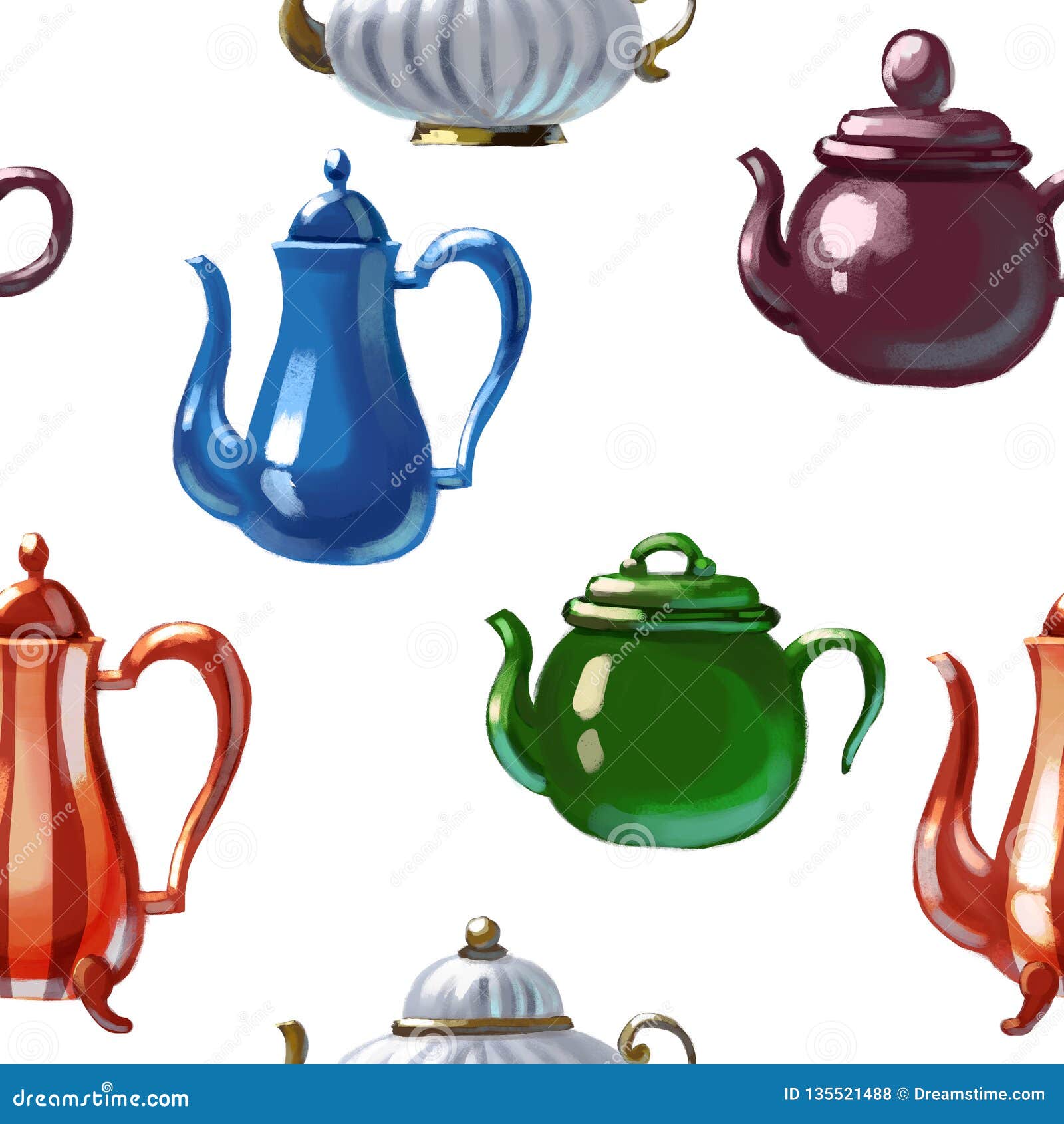 Ceramic drawn teapot stock illustration. Illustration of kitchen ...
