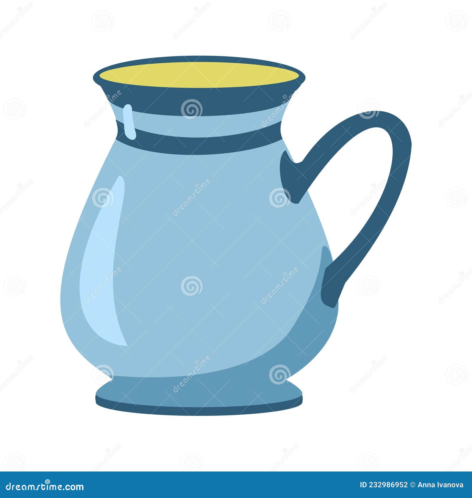 Ceramic Kitchenware Blue Pitcher Cartoon Vector Illustration on White ...