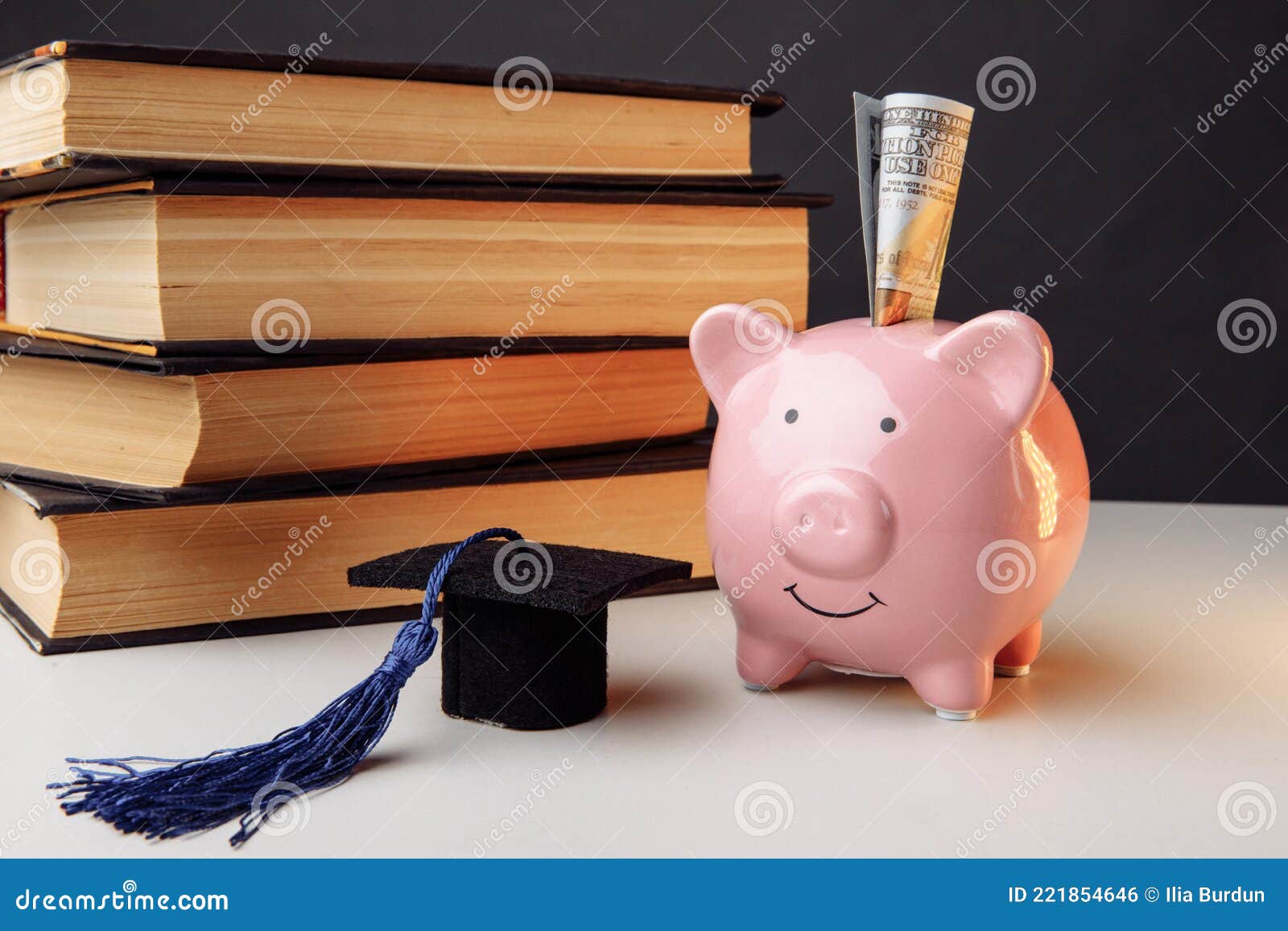Ceramic Moneybox with Stack of Books and Cap. College, Graduate ...