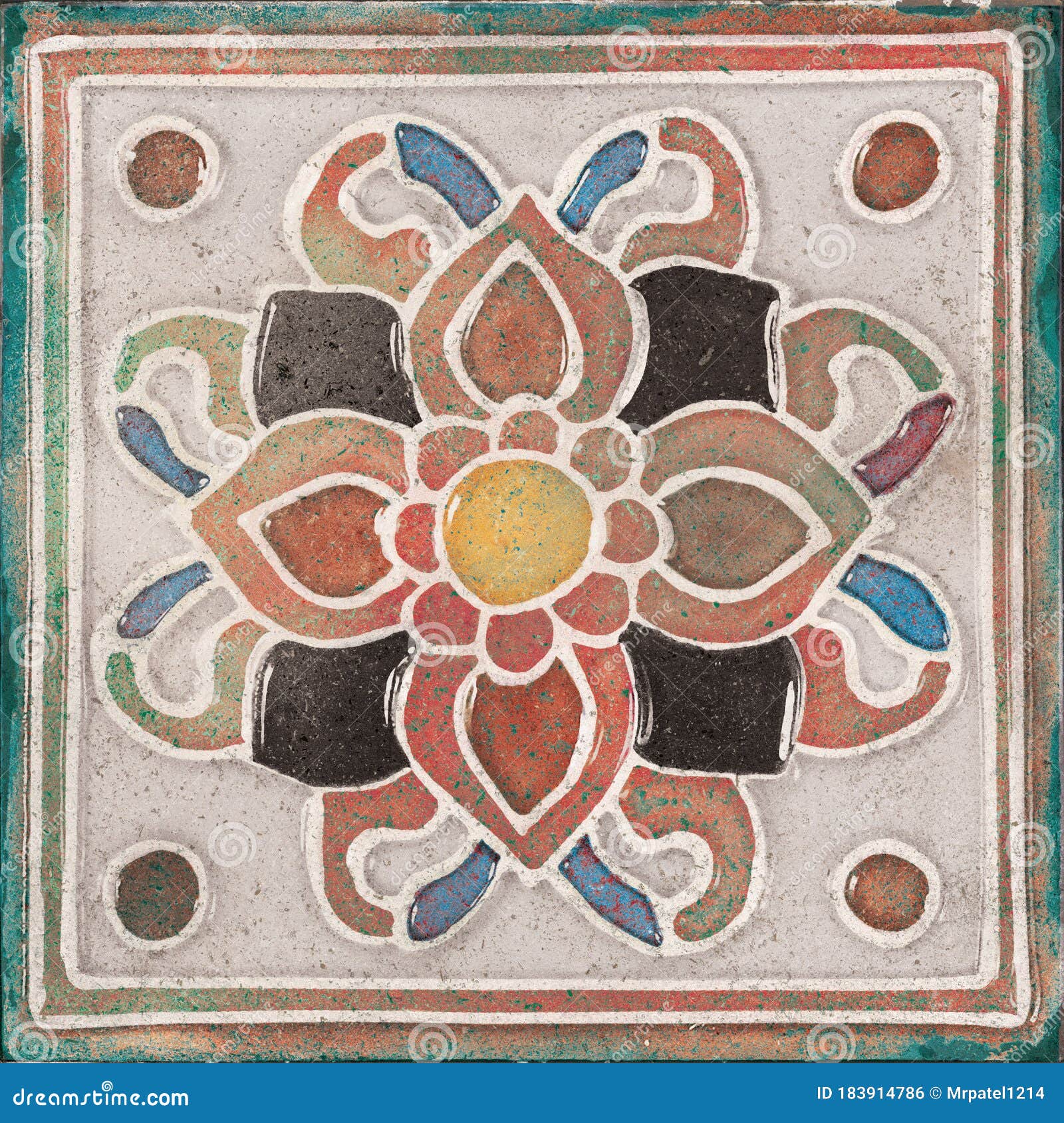 Ceramic Mosaic Tile with Moroccan Pattern Stock Photo - Image of ...