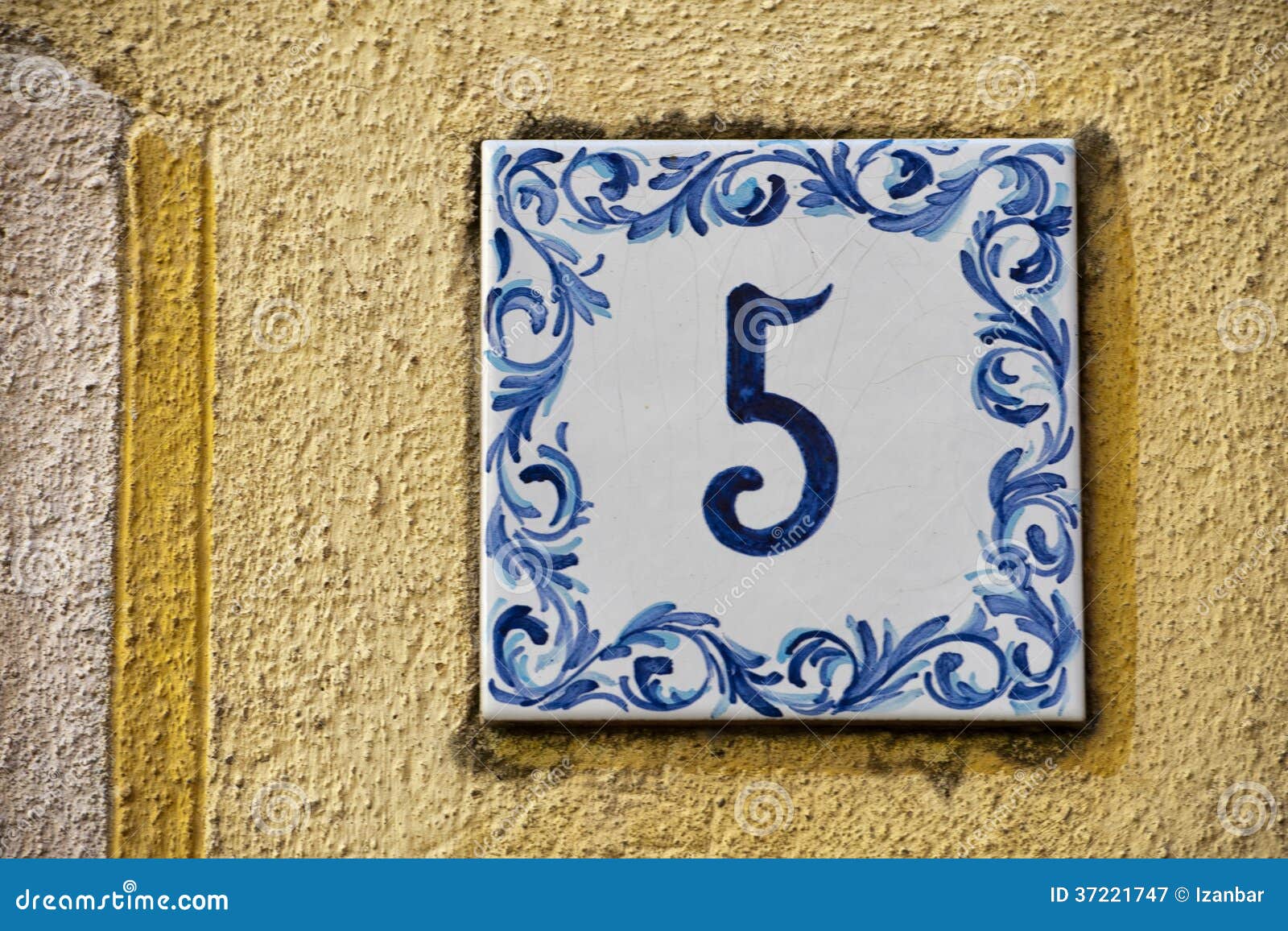 Ceramic number tile 5 stock image. Image of outdoors - 37221747