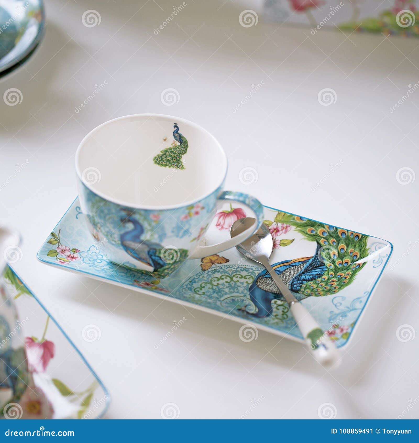 Ceramic Peacock Patterned Coffee Mug and Saucer Set Stock Image - Image ... Ceramic Peacock Patterned Coffee Mug and Saucer Set Stock Image - Image ...