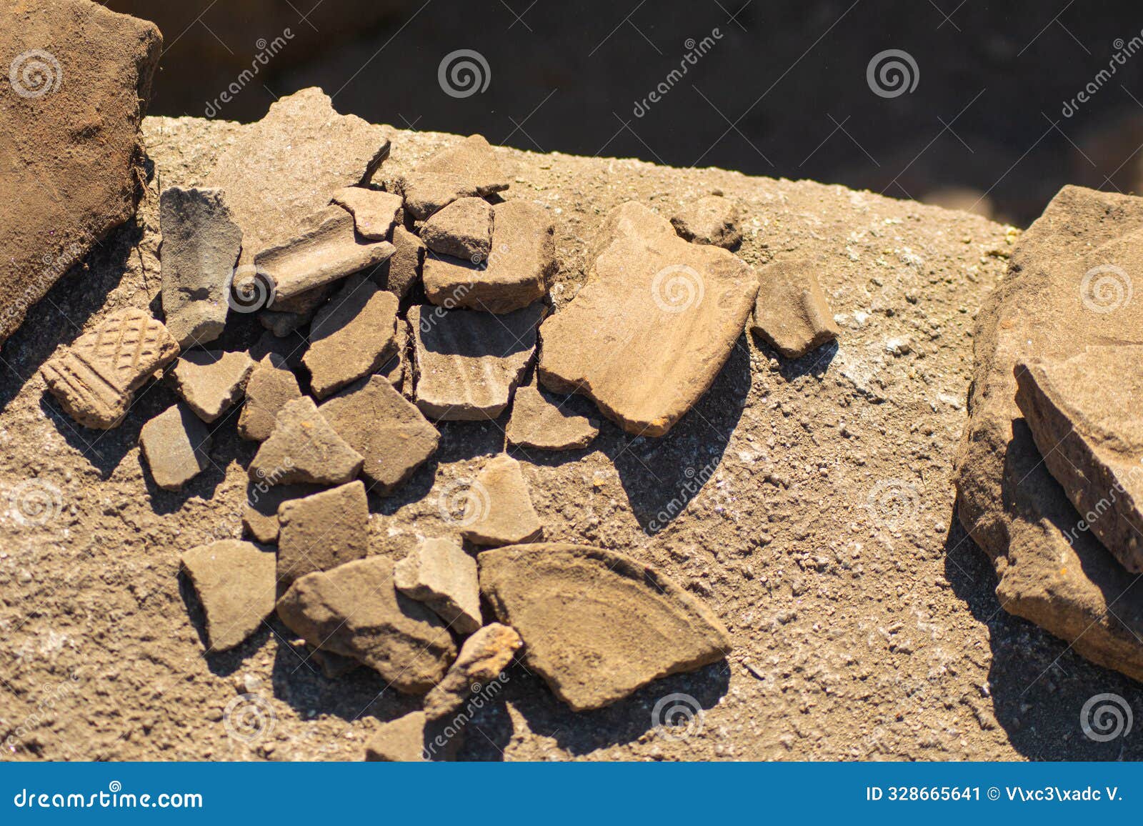 Ceramic Pieces Found in an Archaeological Excavation Stock Image ...