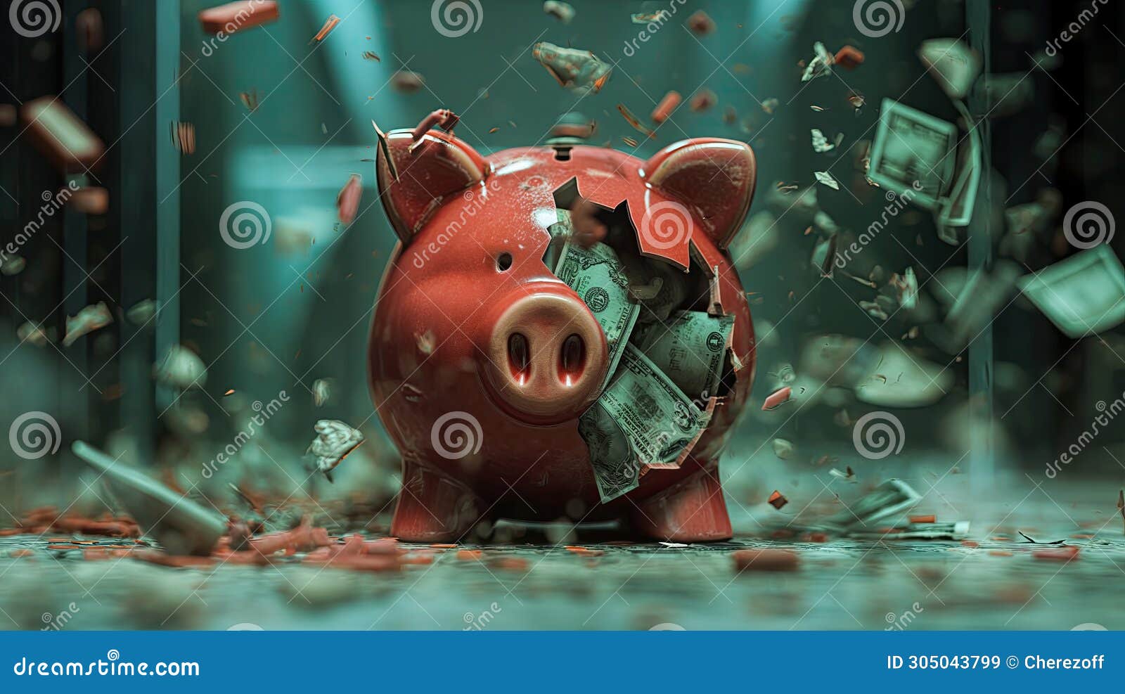 Ceramic Piggy Bank Exploded Stock Illustration - Illustration of ...