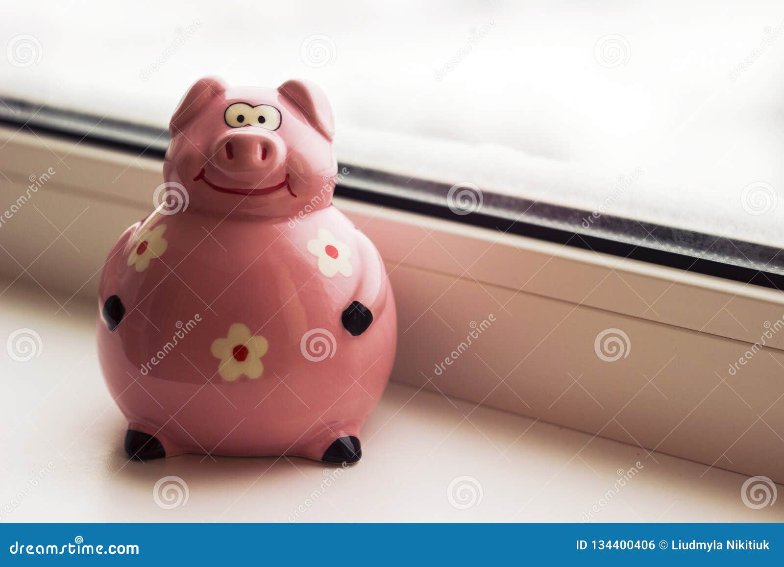 Ceramic Pink Pig Money Box for Coins, a Symbol of 2019 Stock Photo ...
