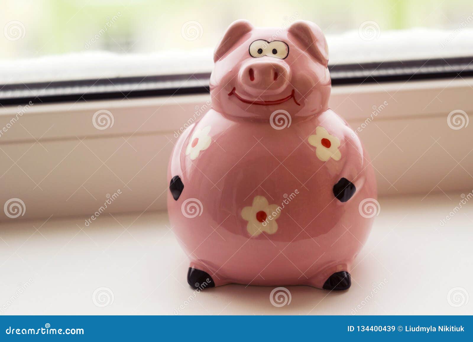 Ceramic Pink Pig Money Box for Coins, a Symbol of 2019 Stock Image ...