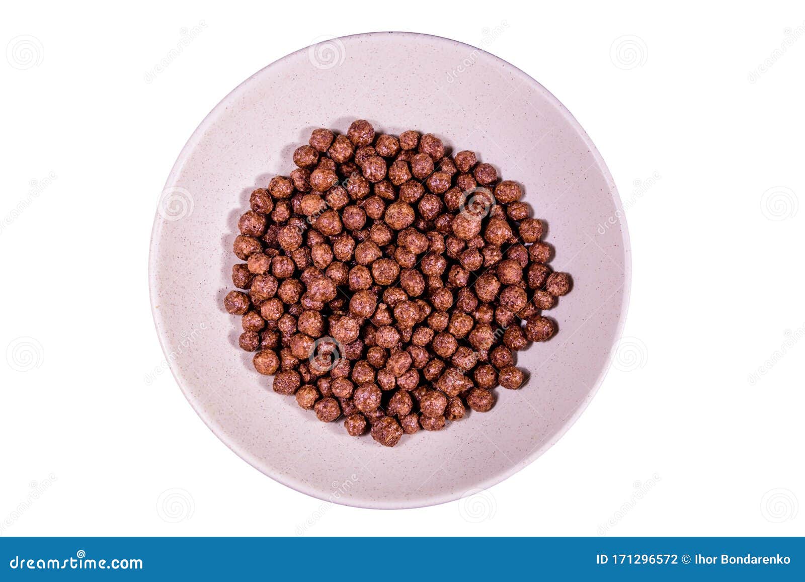Ceramic Plate with Chocolate Cereal Balls Isolated on a White ...