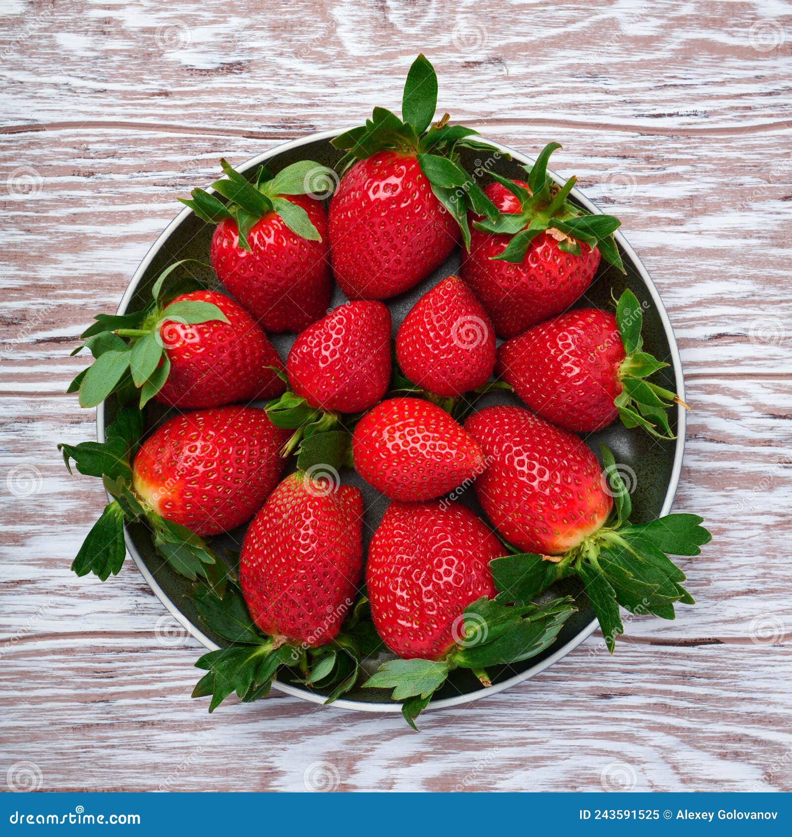 Ceramic Plate Full of Fresh Strawberries on Wood Table Stock Image ...