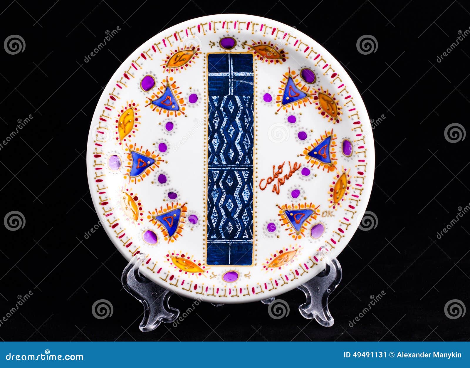 Ceramic Plate with the National Figure. Isolated on Black Stock Image ...