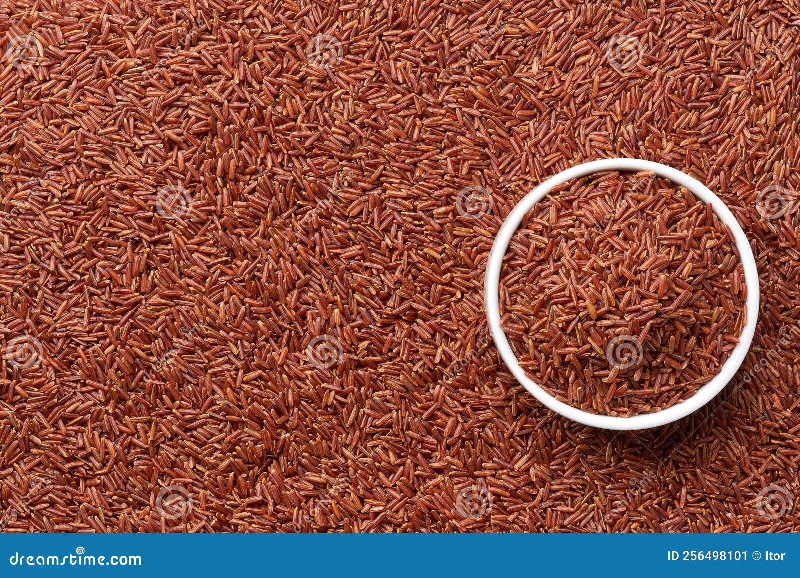 Ceramic Plate with Red Rice on a Red Rice Background Close-up Top View ...