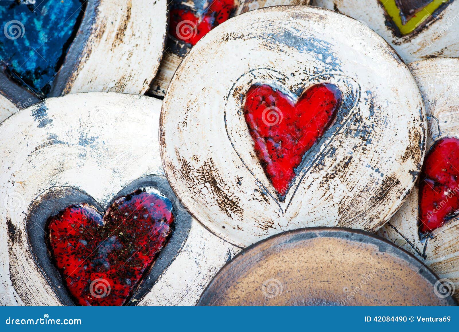 Ceramic plates with hearts stock photo. Image of equipment - 42084490