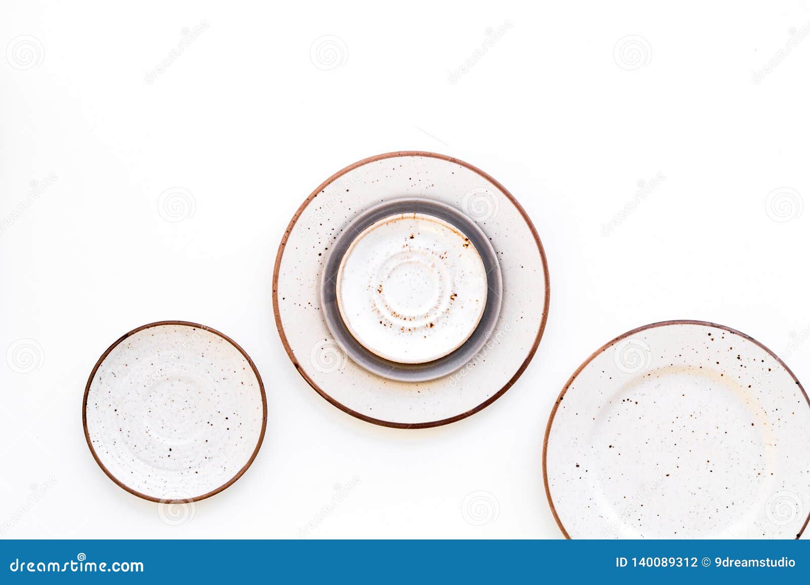 Ceramic Plates Pattern on White Background Top View Space for Text ...