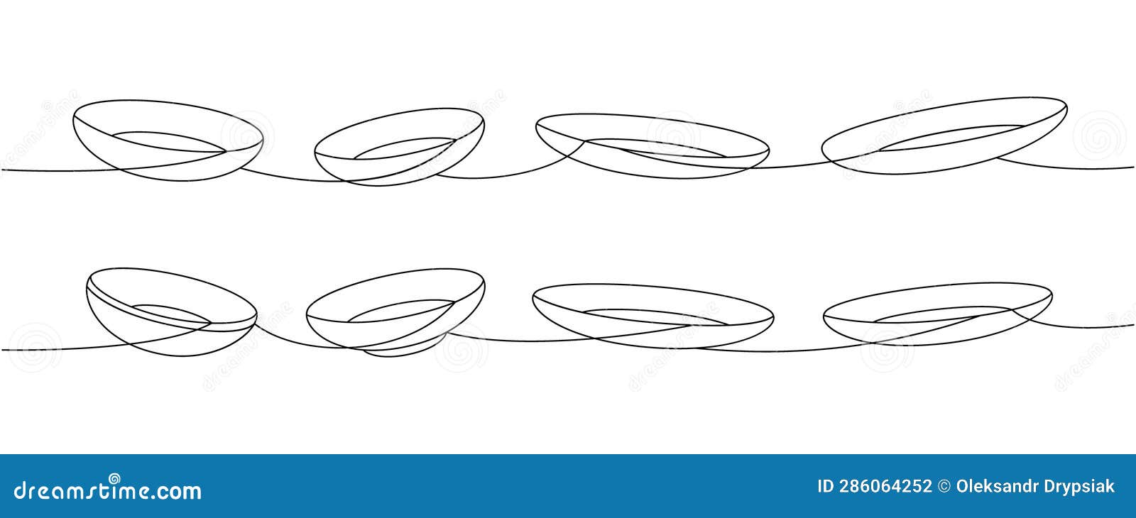 Ceramic Plates Set One Line Continuous Drawing. Kitchen Utensils ...
