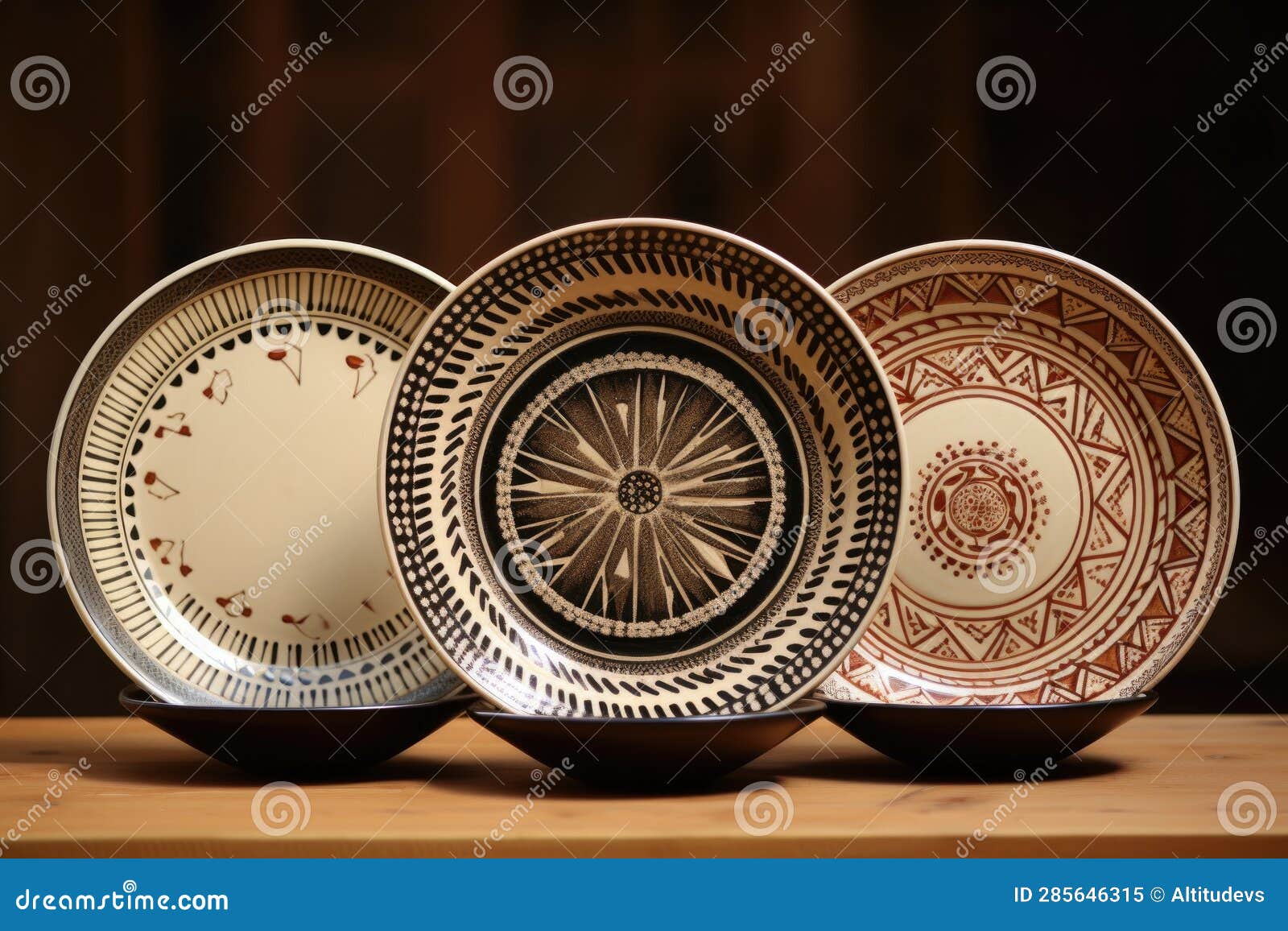 Ceramic Plates with Traditional Ethnic Designs Stock Image - Image of ...
