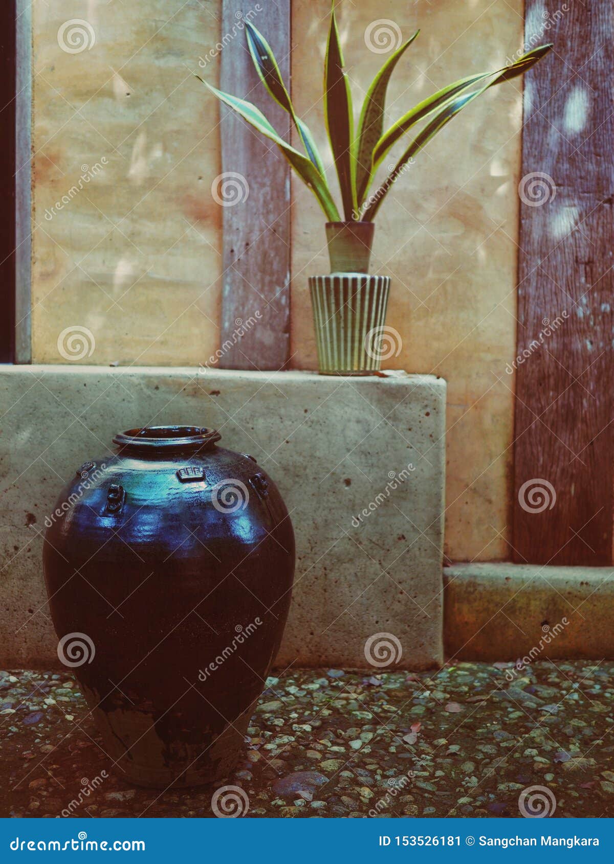 Ceramic pottery in park. stock image. Image of gardening - 153526181