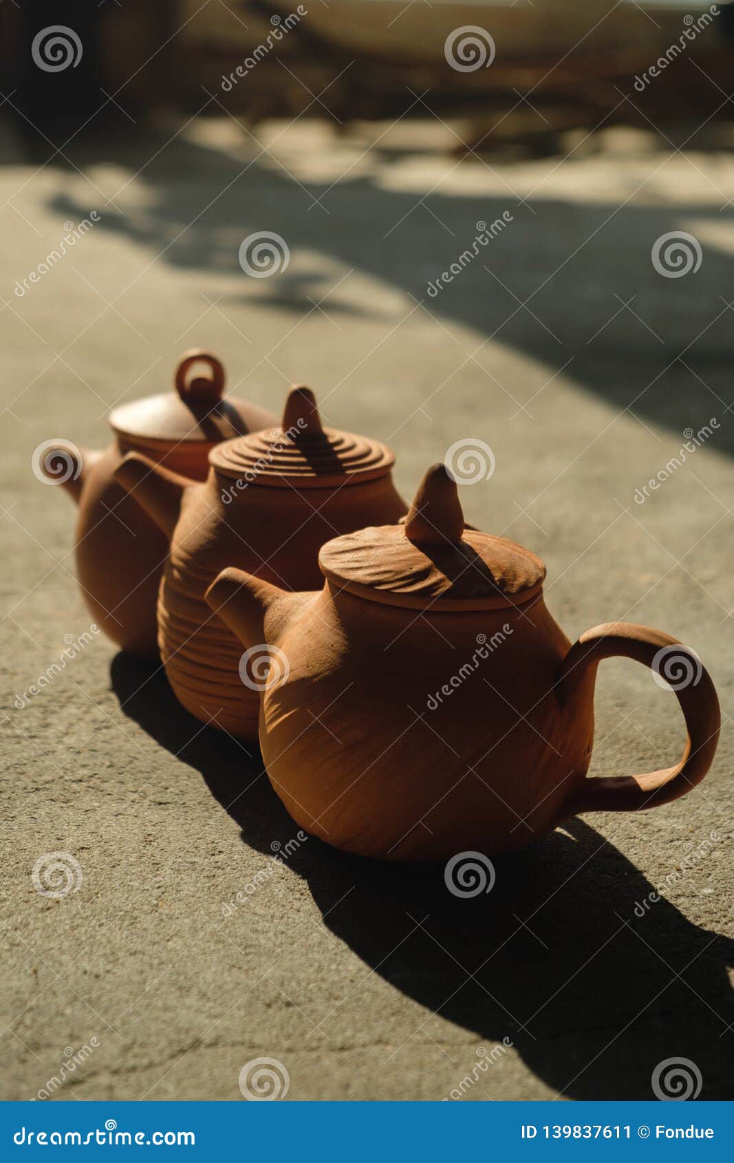 Ceramic Pottery Tea Pots Made from Clay Drying in the Sun Stock Image ...