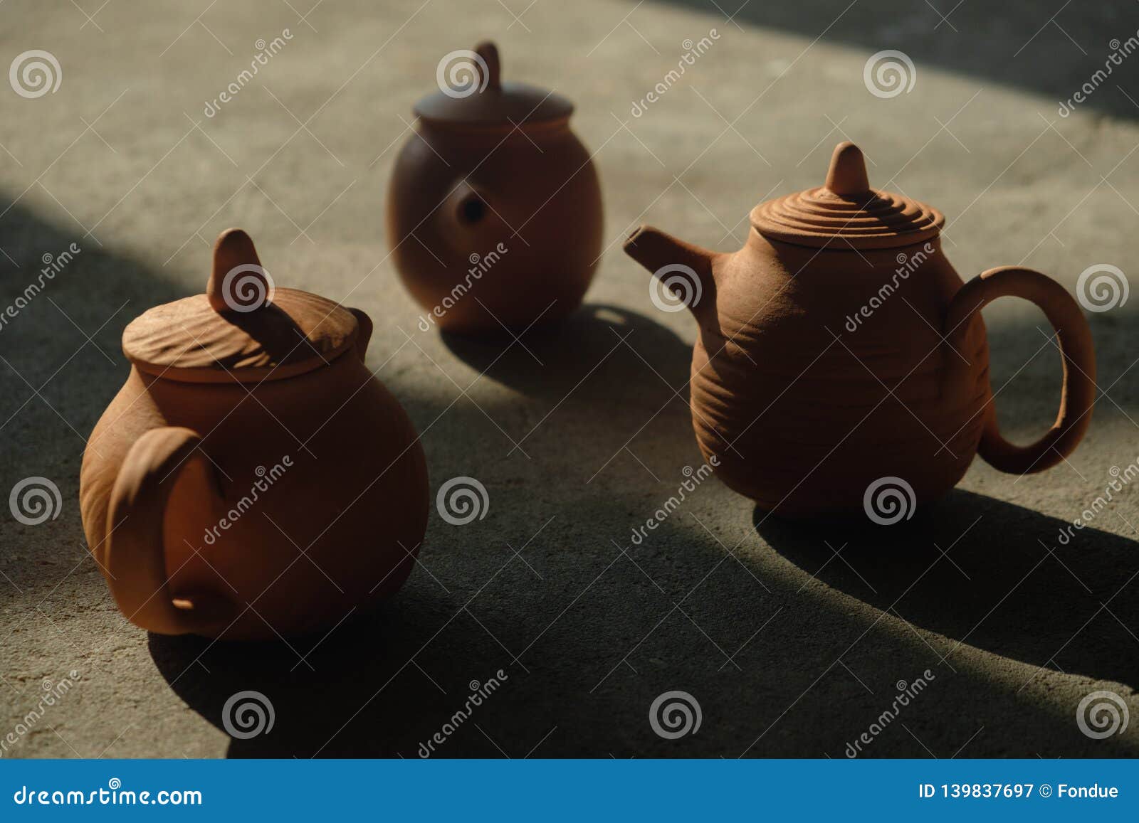 Ceramic Pottery Tea Pots Made from Clay Drying in the Sun Stock Image ...