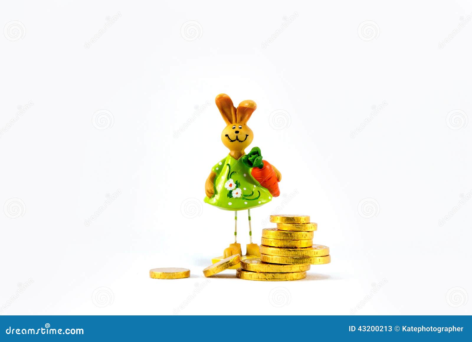 Ceramic Rabbit and Gold Coins. Stock Image - Image of holiday, gold ...