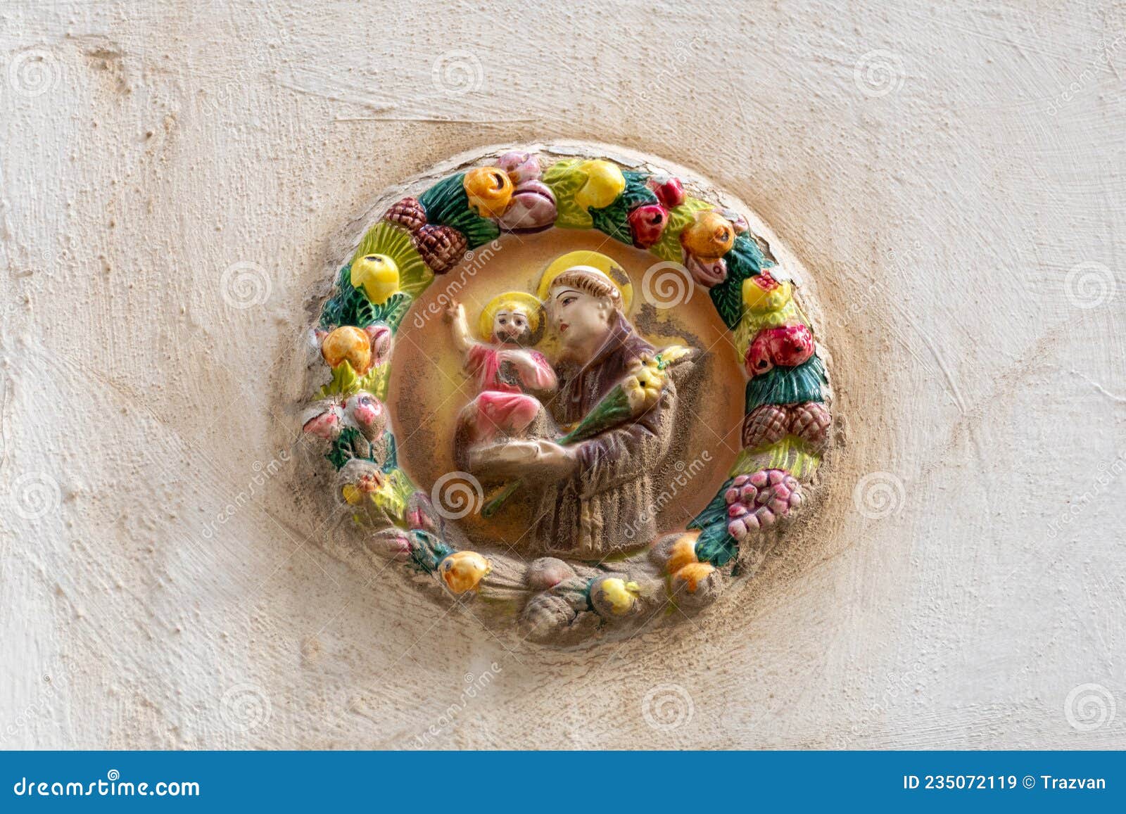 Ceramic Religious Plaque on House Wall, Malta Stock Image - Image of ...
