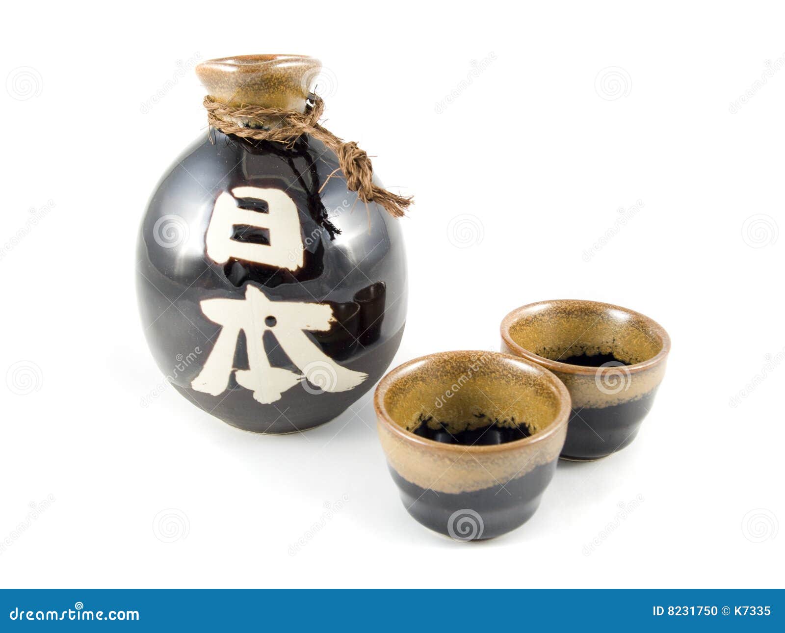 Ceramic Sake Bottle And Cups Stock Photo - Image: 8231750