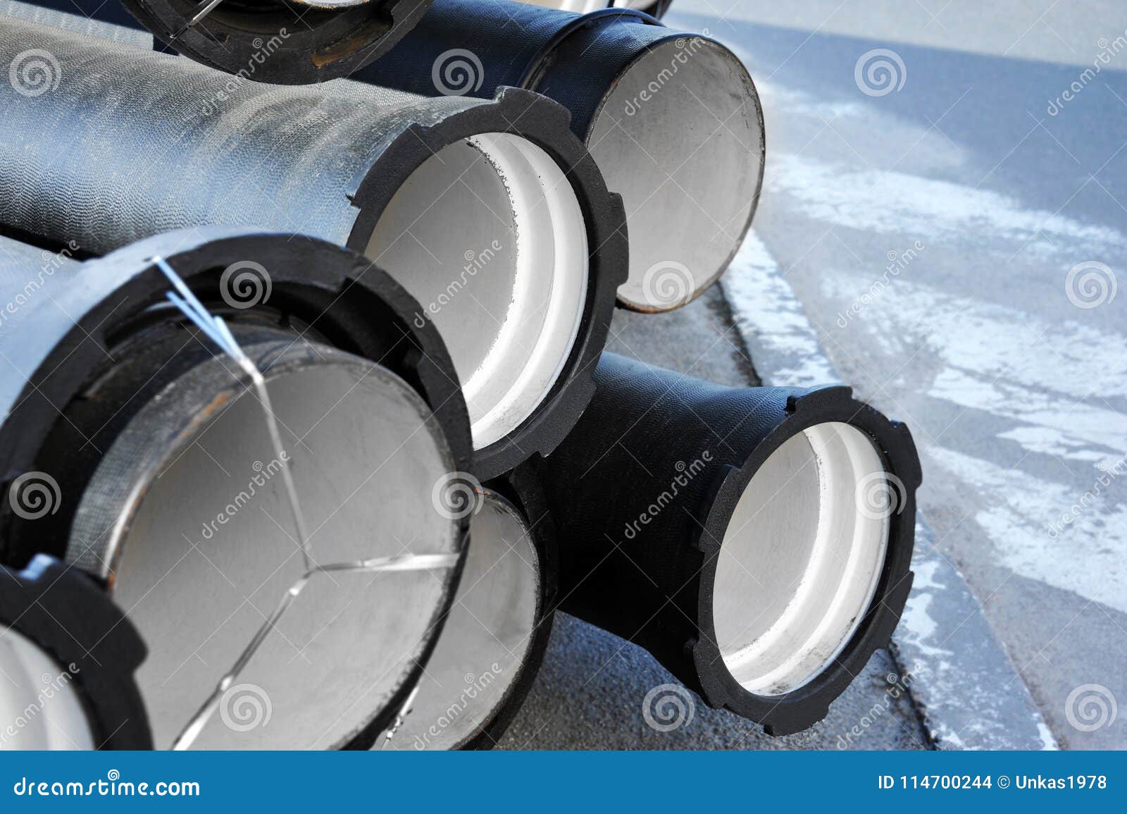 Ceramic sewer pipe stock photo. Image of ferroconcrete - 114700244