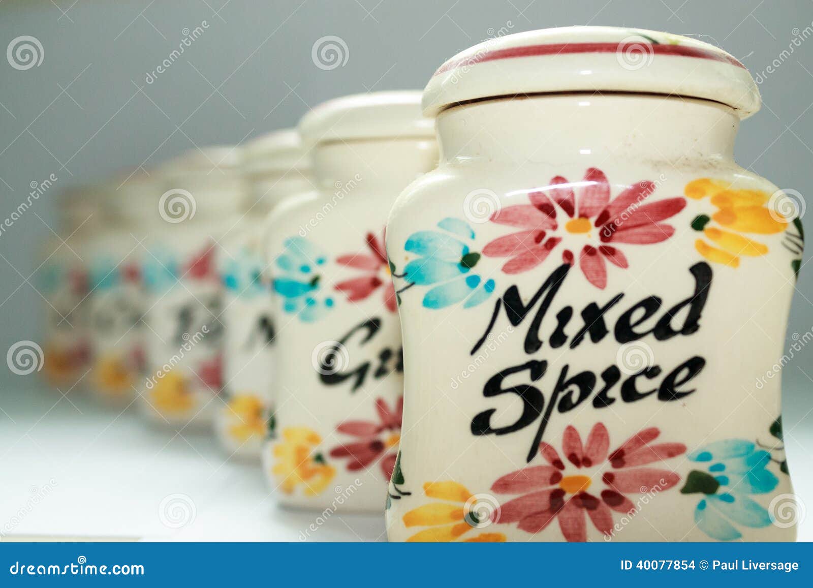 Ceramic spice jars stock photo. Image of kitchen, mixed - 40077854