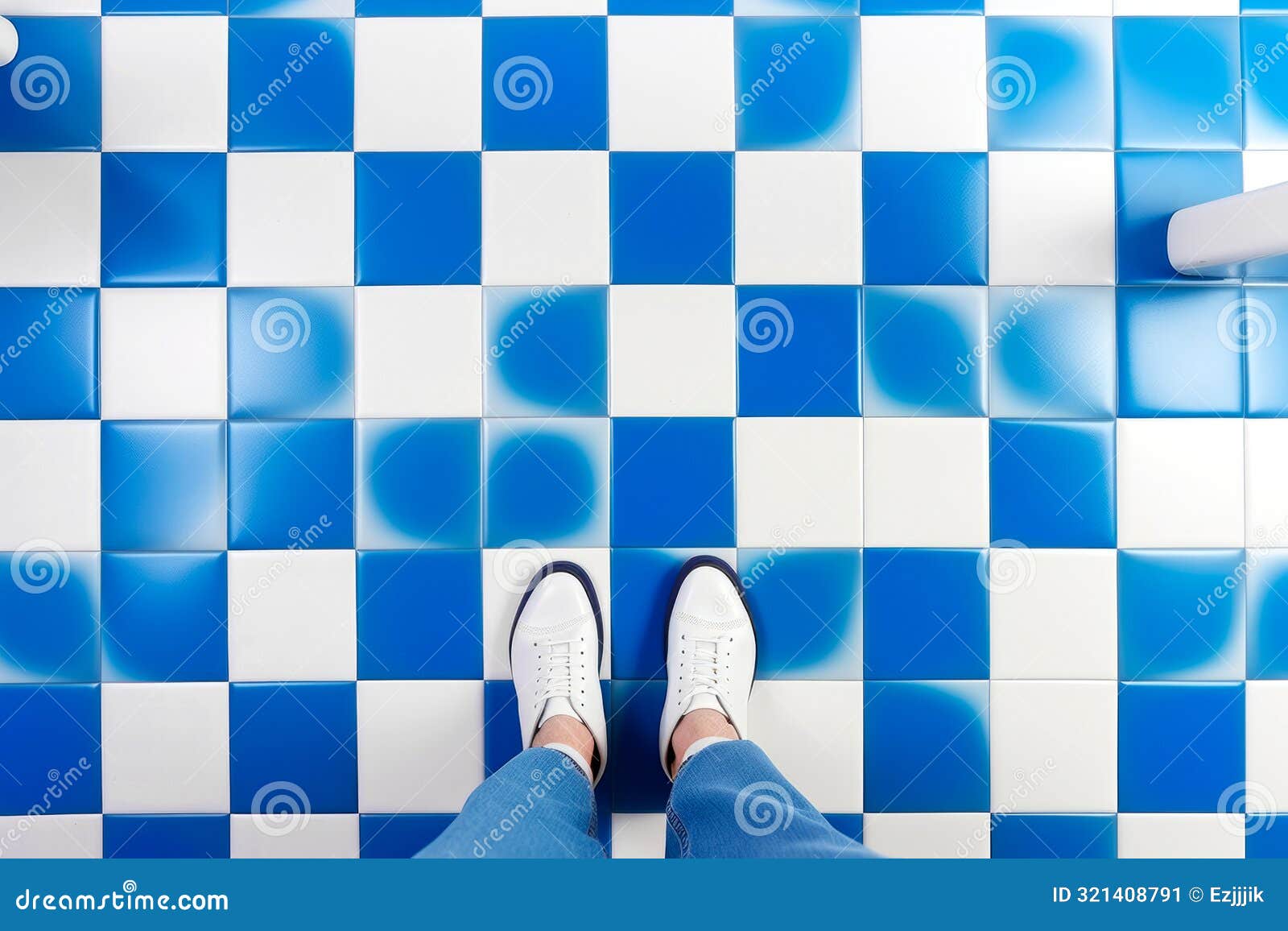 Ceramic Square Tiles with White and Blue Design. Interior Design Stock ...