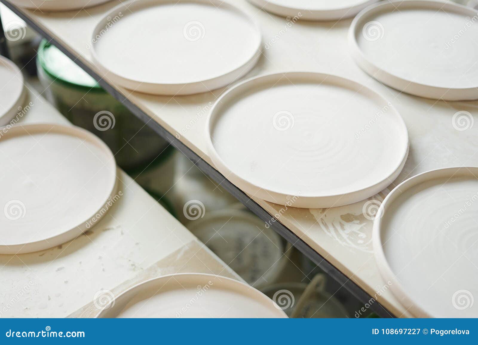 Ceramic Studio, Plane White Plates Ready To Glaze and Baking Stock ...
