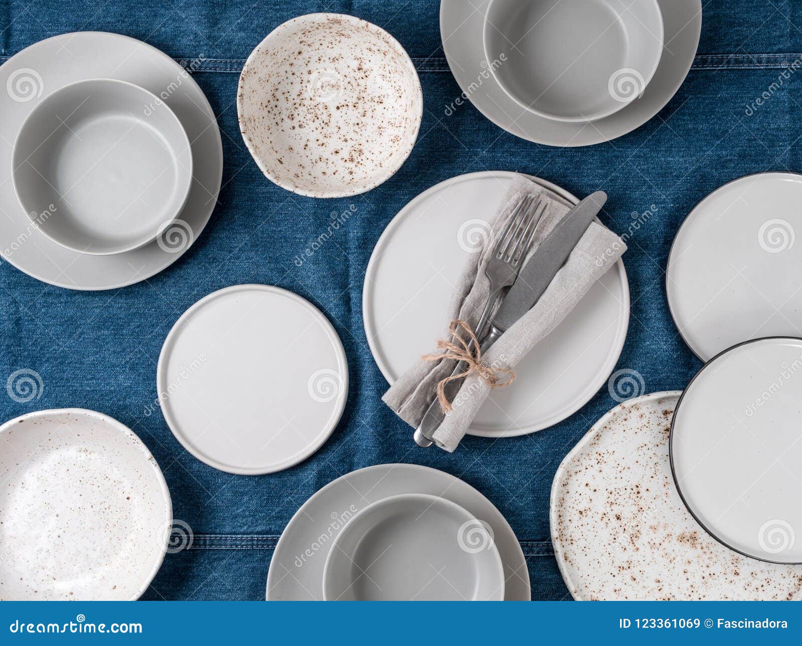 Ceramic Tableware, Top View Stock Image - Image of food, fork: 123361069